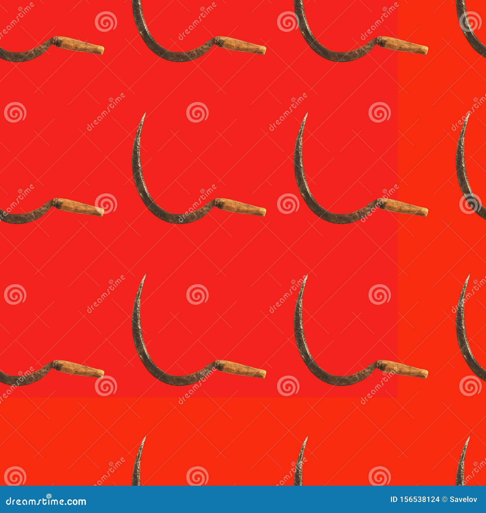 Seamless Pattern with Vintage Sickle on Red Background Stock Photo ...