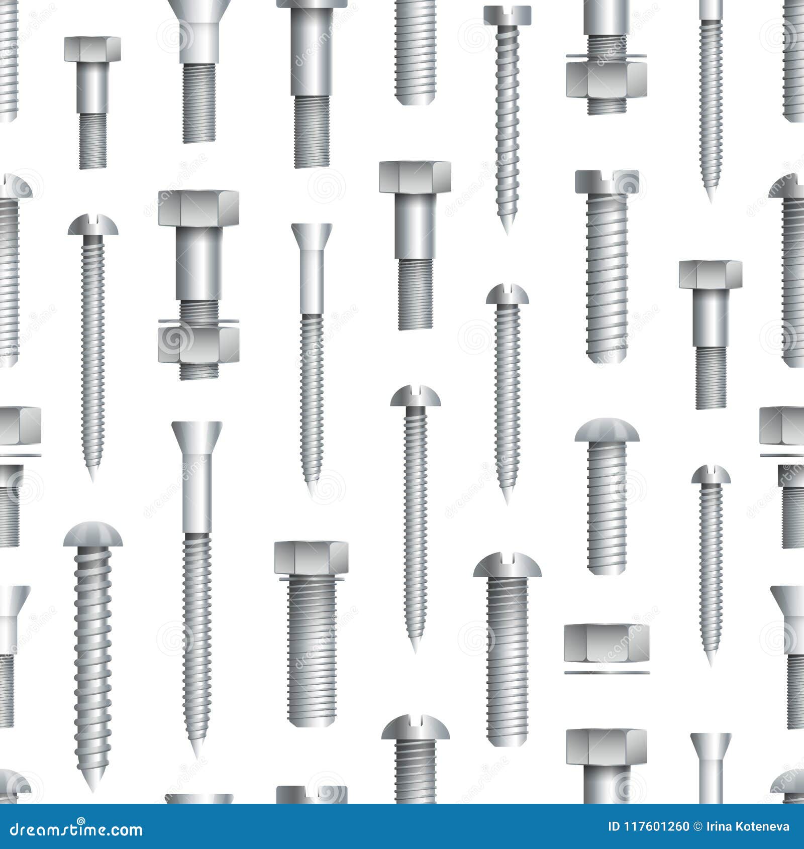 Metallic Bolts and Screws Seamless Pattern Stock Vector - Illustration ...