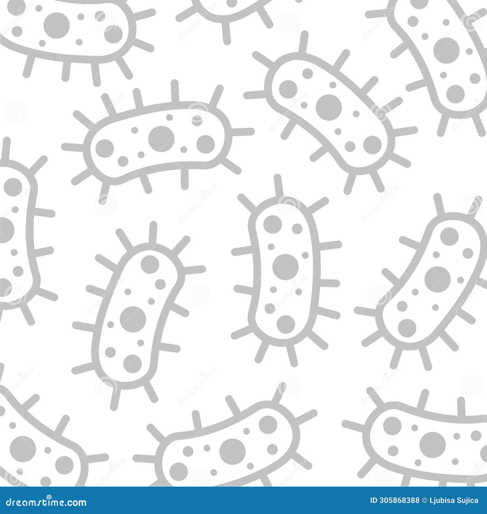 Seamless Pattern Microbe, Virus, Bacteria Isolated on White Stock ...