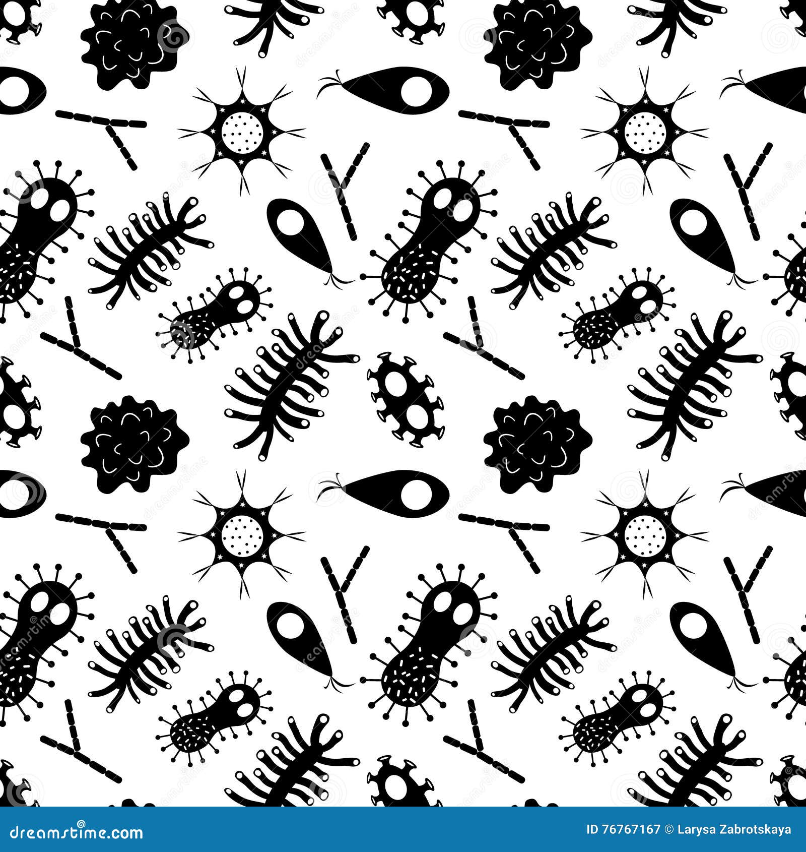 Seamless Pattern with Microbes Stock Vector - Illustration of nucleus ...