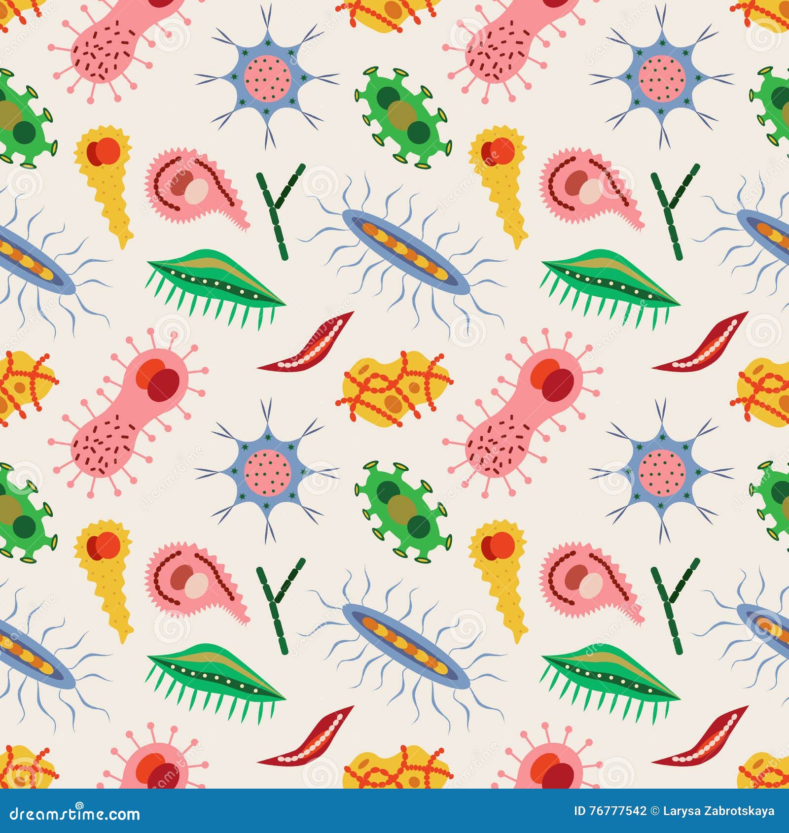 Seamless Pattern with Microbes Stock Illustration - Illustration of ...