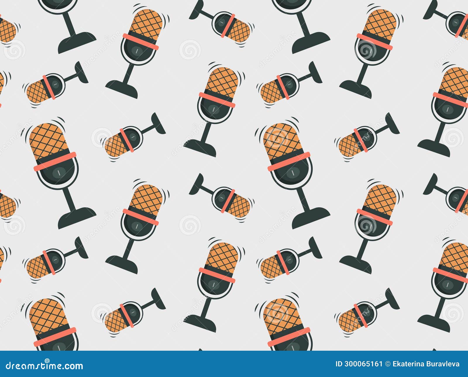 Seamless Pattern with Microphone in Retro Style. Vector Illustration ...