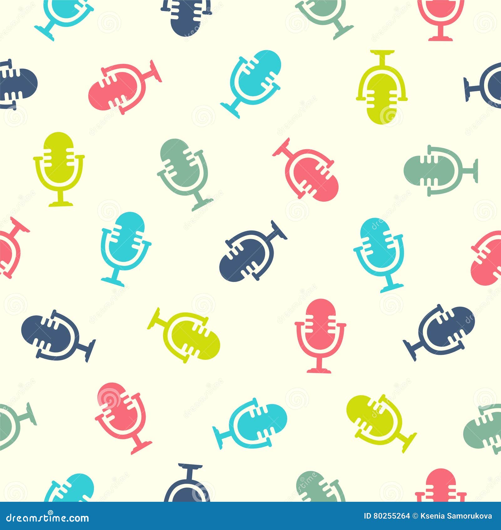 Seamless Pattern - Microphone Stock Vector - Illustration of broadcast ...