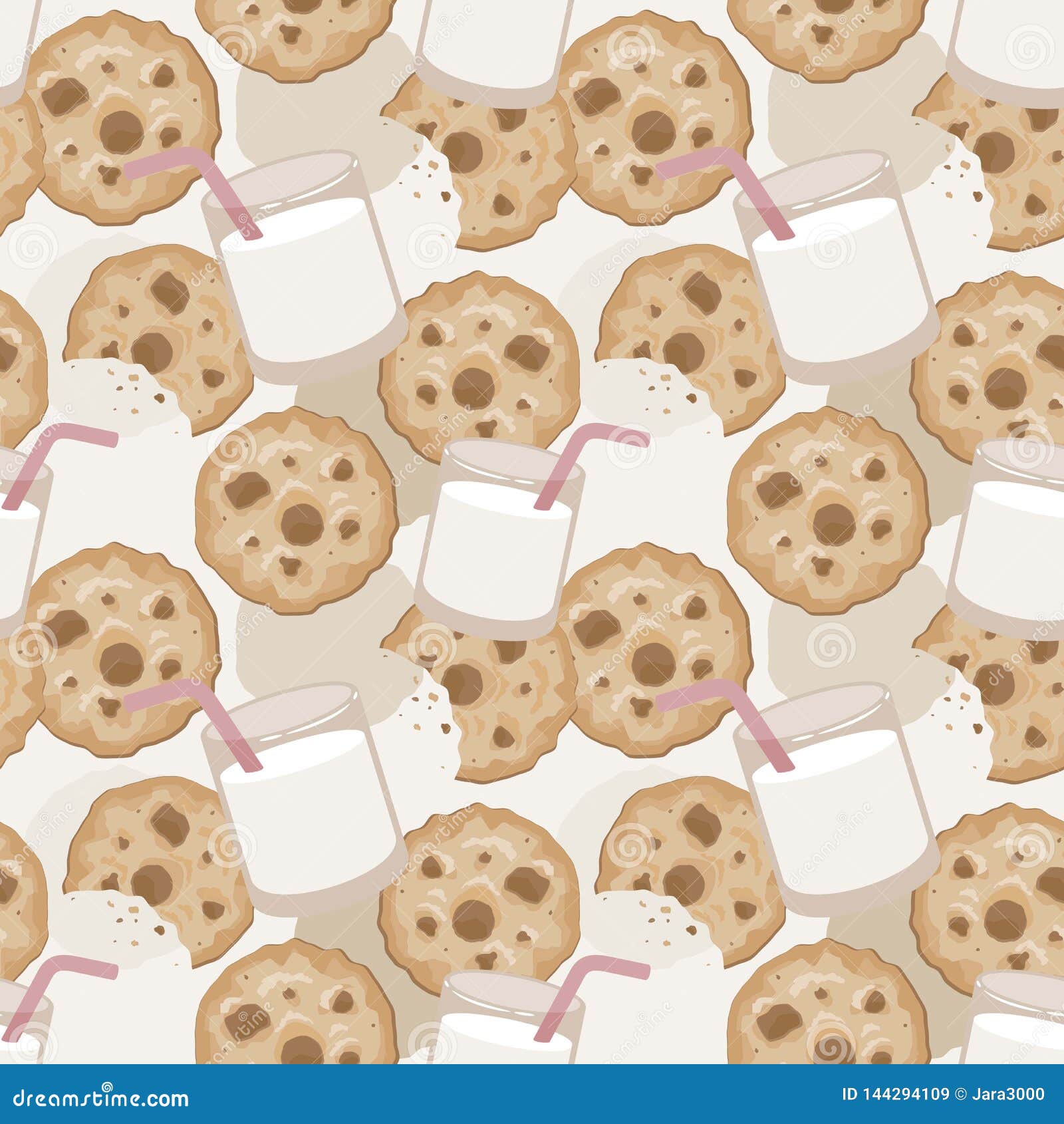 Seamless Pattern with Milk and Cookies Stock Illustration ...