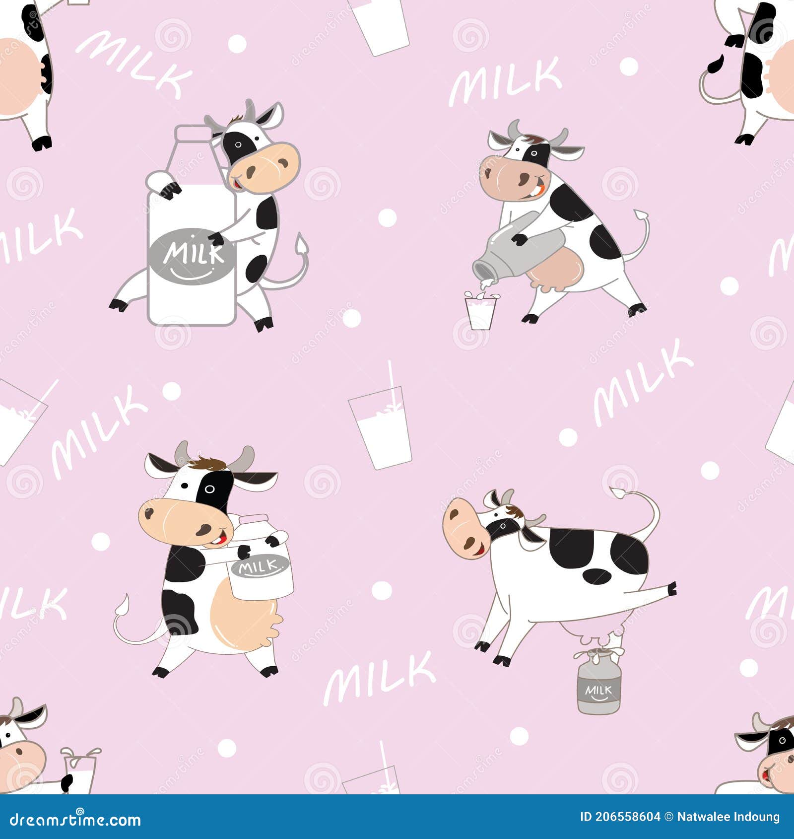 Seamless Pattern. Milk Cow Art Background Fabric Texture Decor ...