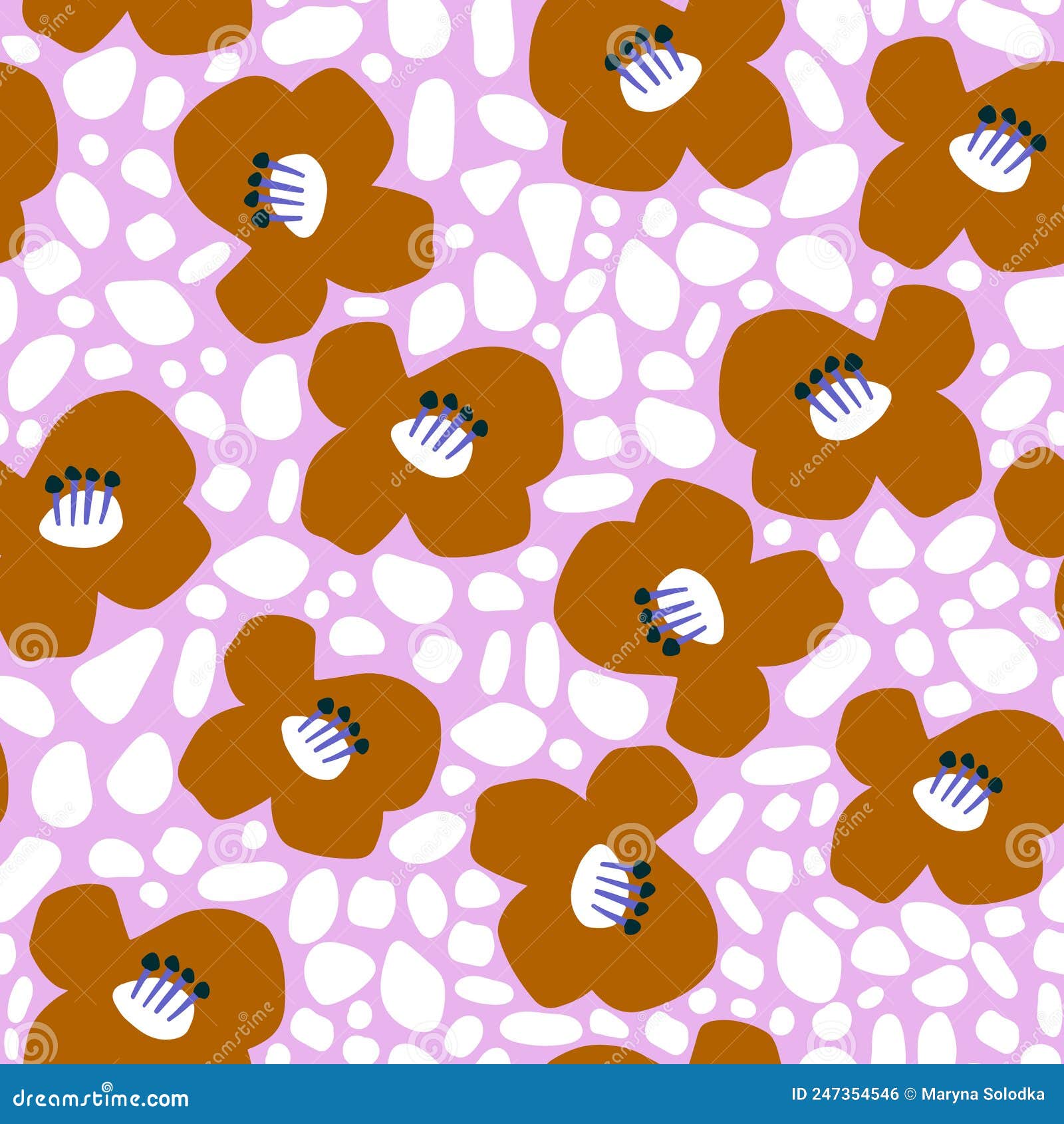 Seamless Pattern with Minimal Style Flowers. Trendy Colors Floral ...