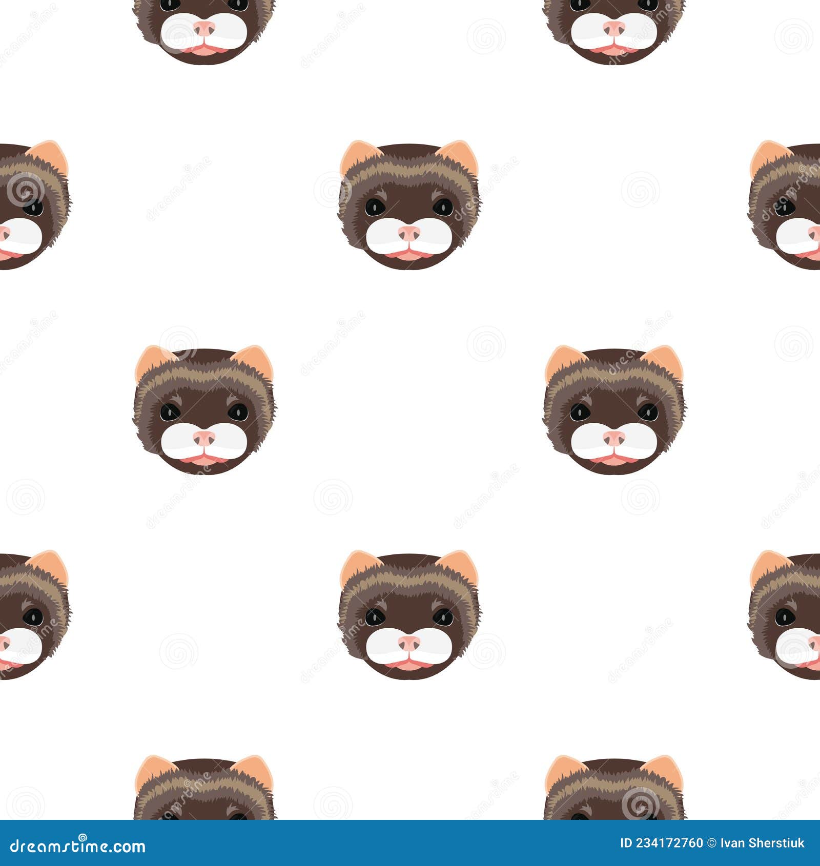 Seamless Pattern with Mink. Mink Face. Suitable for Backgrounds ...