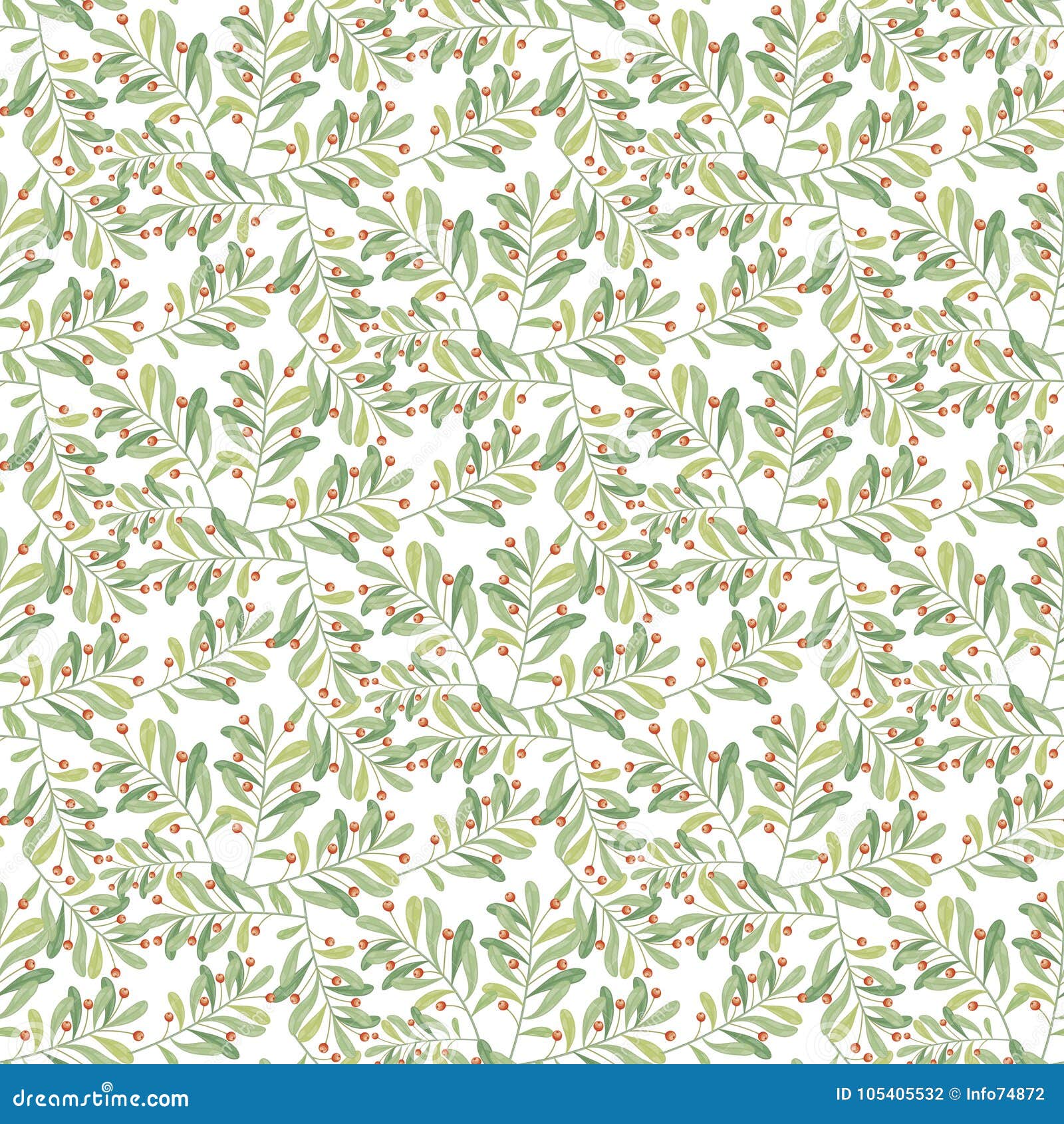 Seamless Pattern with Mistletoe. Mistletoe Berries and Le Stock ...