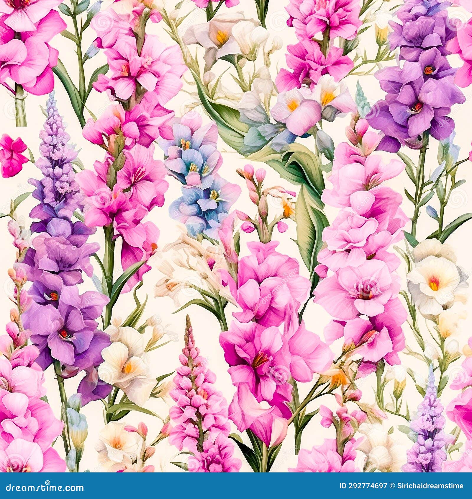 Seamless Pattern, Snapdragon Flower , Vintage Watercolor Design, AI ...