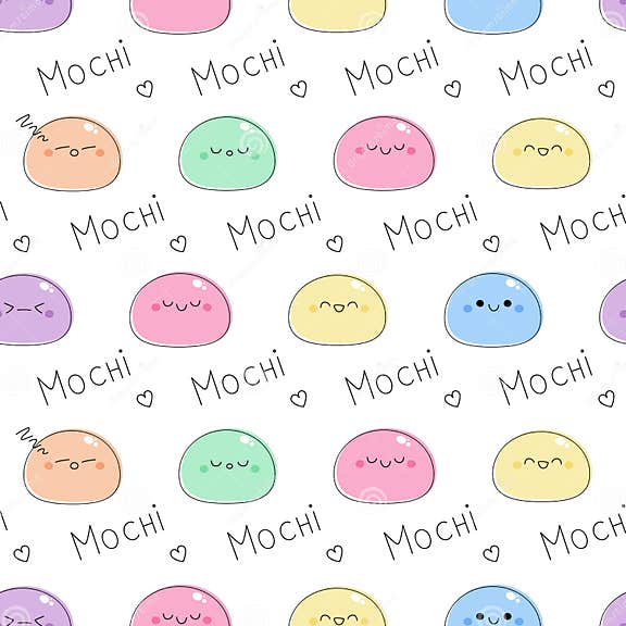 Seamless Pattern with Mochi Characters Vector Illustration Stock Vector ...