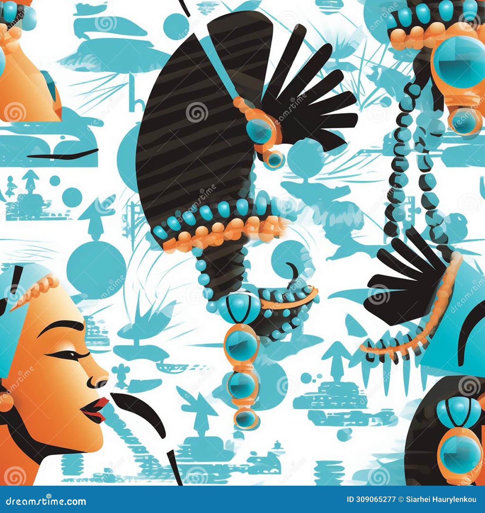 A Seamless Pattern with a Modern Egyptian-inspired Design that Creates ...