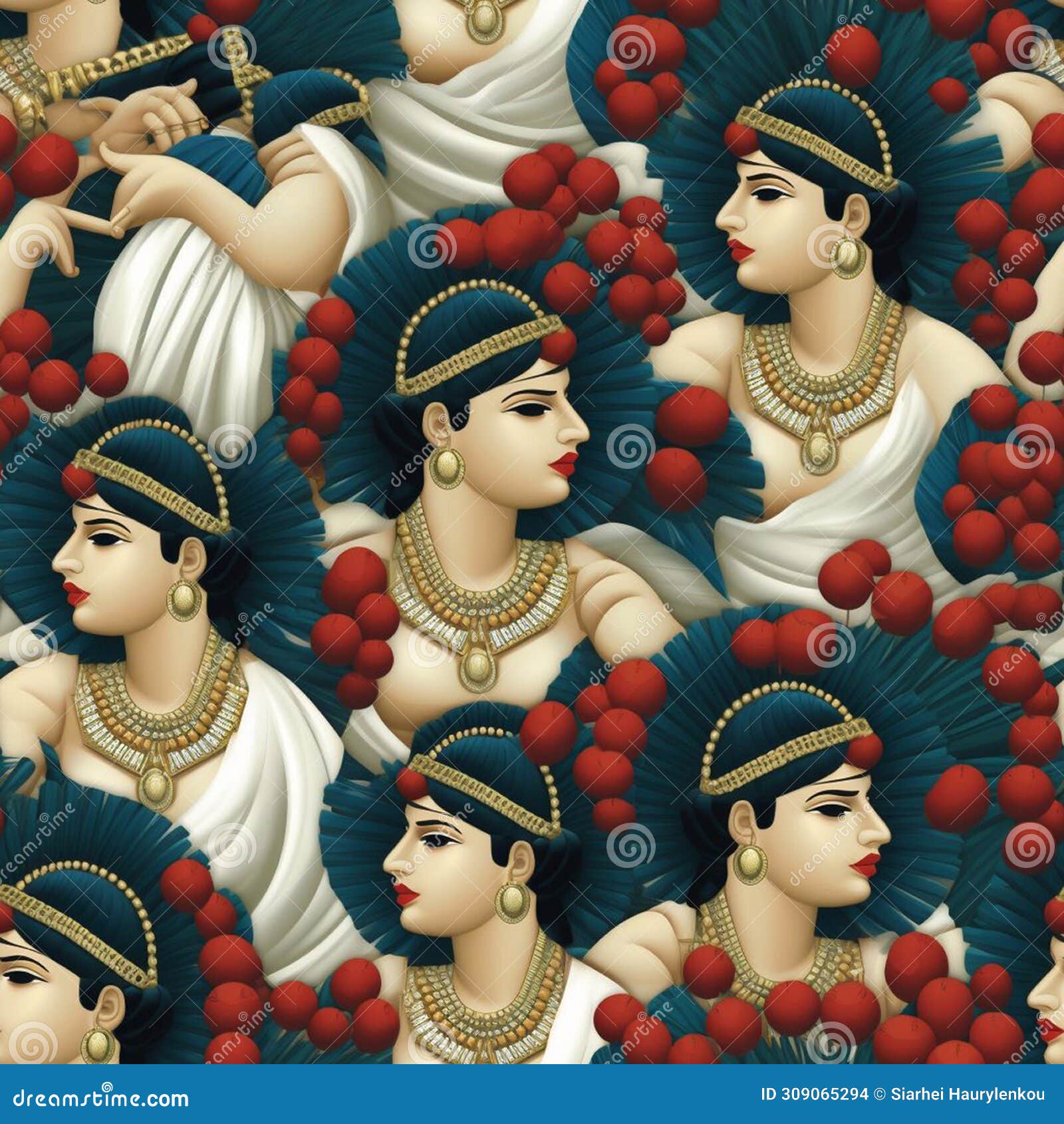 A Seamless Pattern with a Modern Egyptian-inspired Design that Creates ...