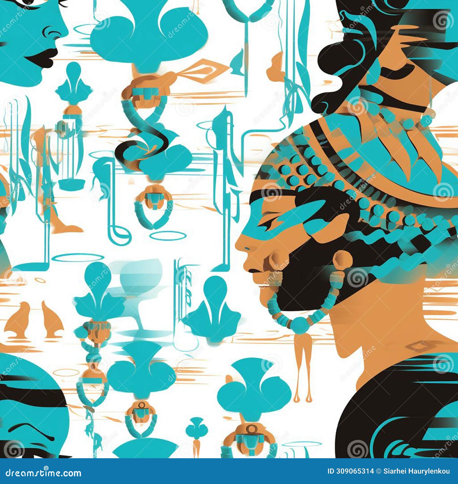 A Seamless Pattern with a Modern Egyptian-inspired Design that Creates ...