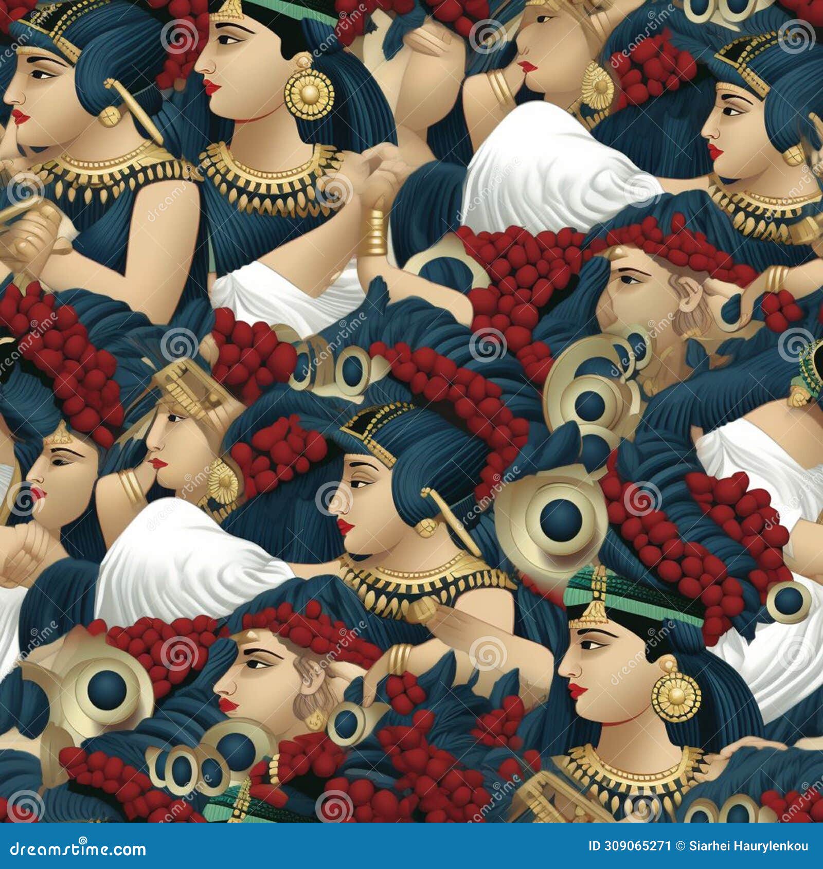 A Seamless Pattern with a Modern Egyptian-inspired Design that Creates ...