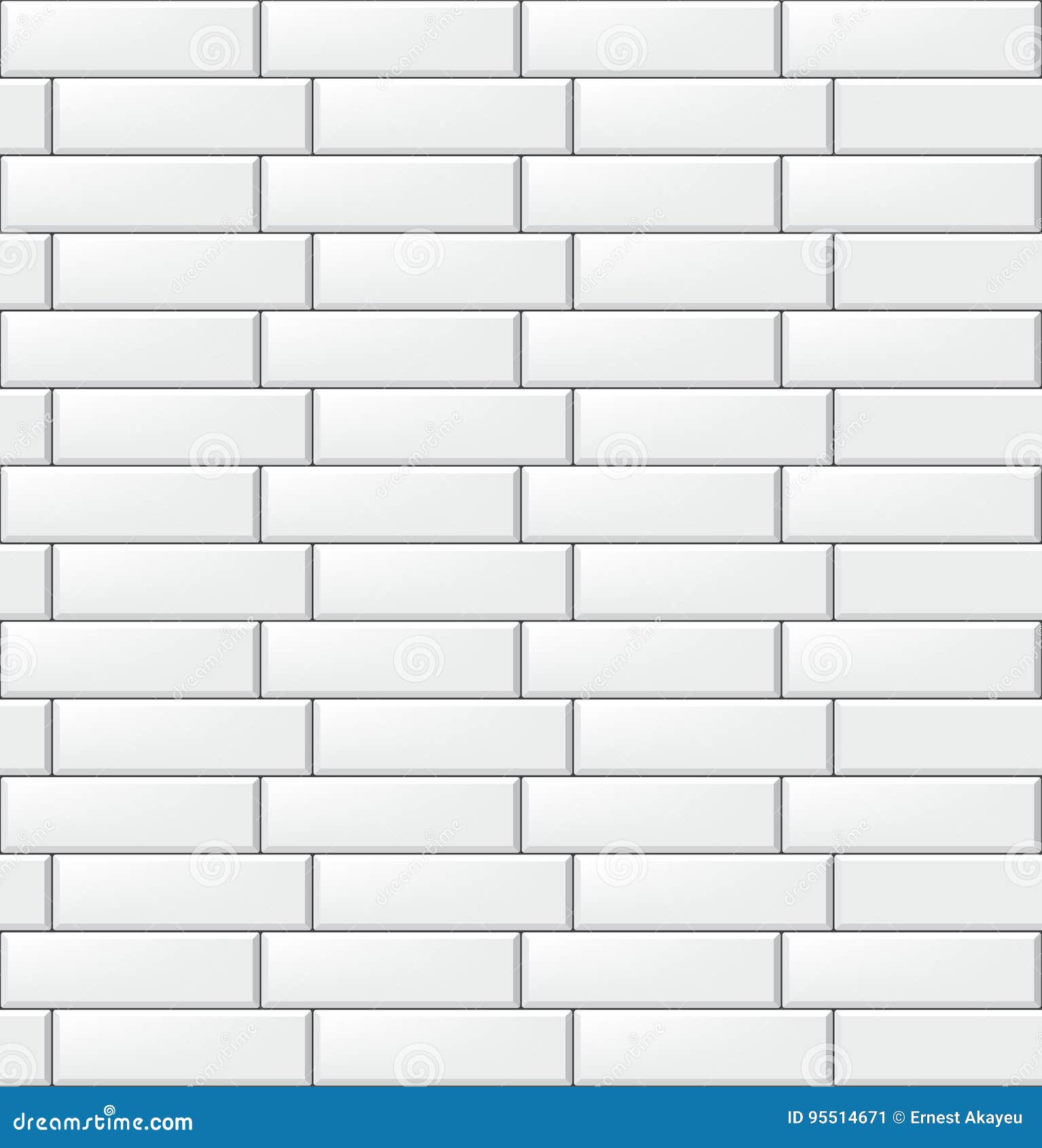 Seamless Pattern With Modern Rectangular White Tiles. Realistic ...