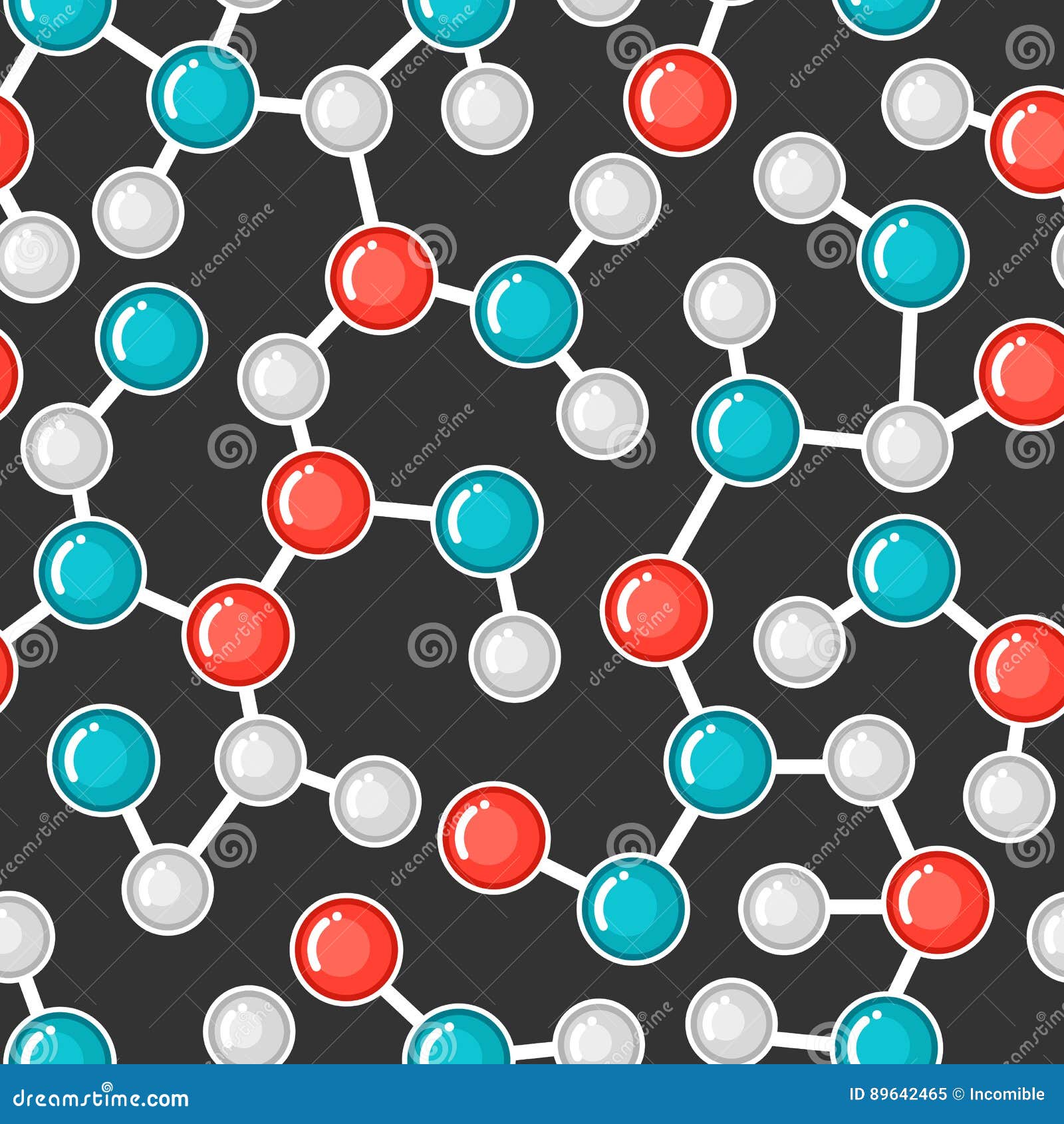 Seamless Pattern with Molecular Structure. Abstract Molecules in Flat ...