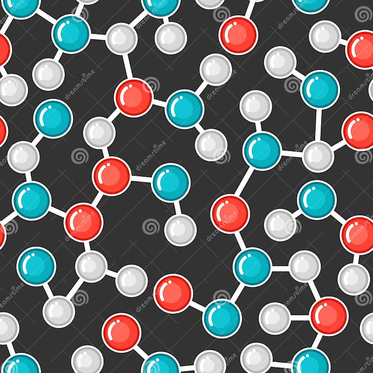 Seamless Pattern with Molecular Structure. Abstract Molecules in Flat ...