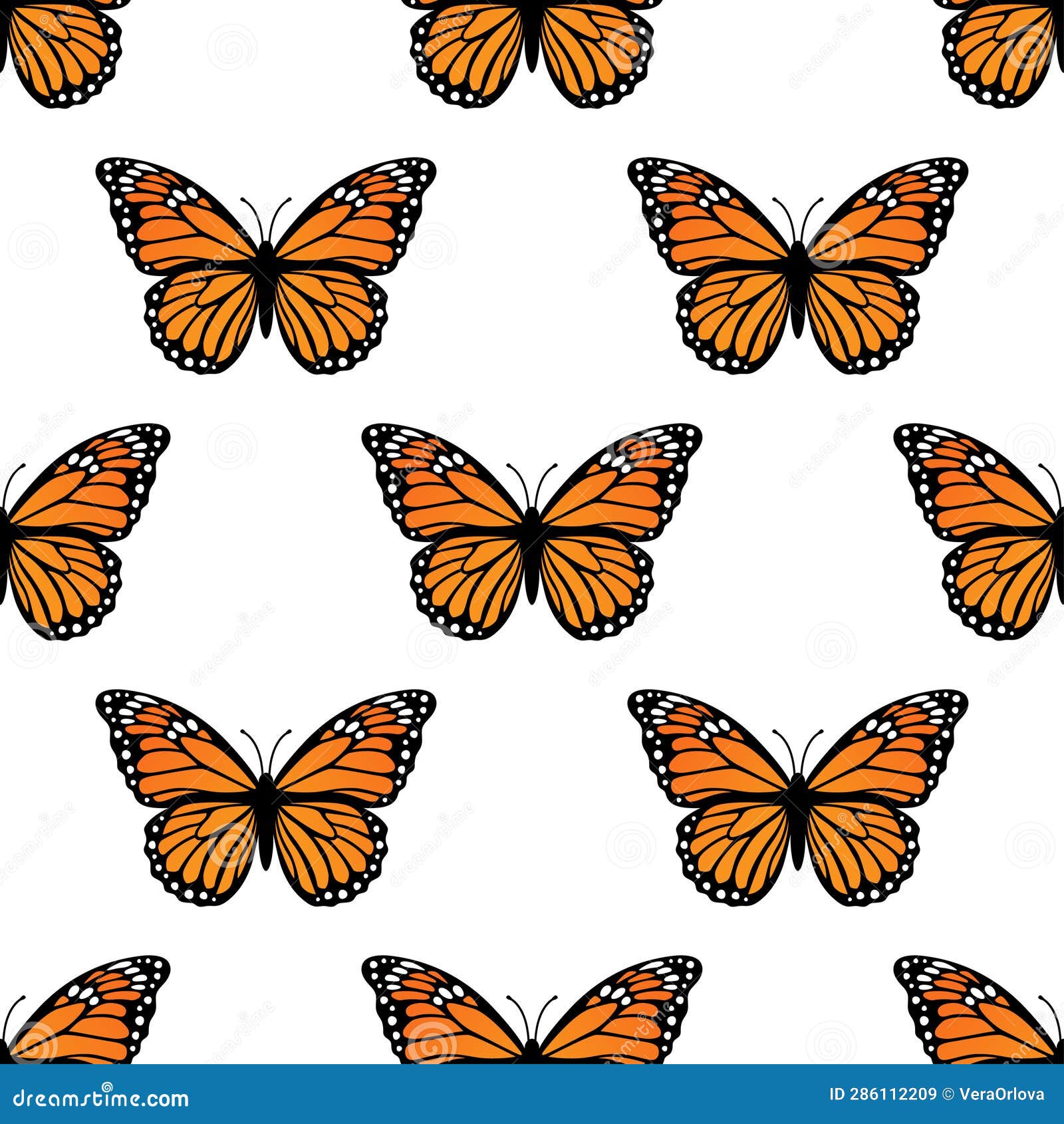 Seamless Pattern with Monarch Butterflies, Vector Illustration Stock ...