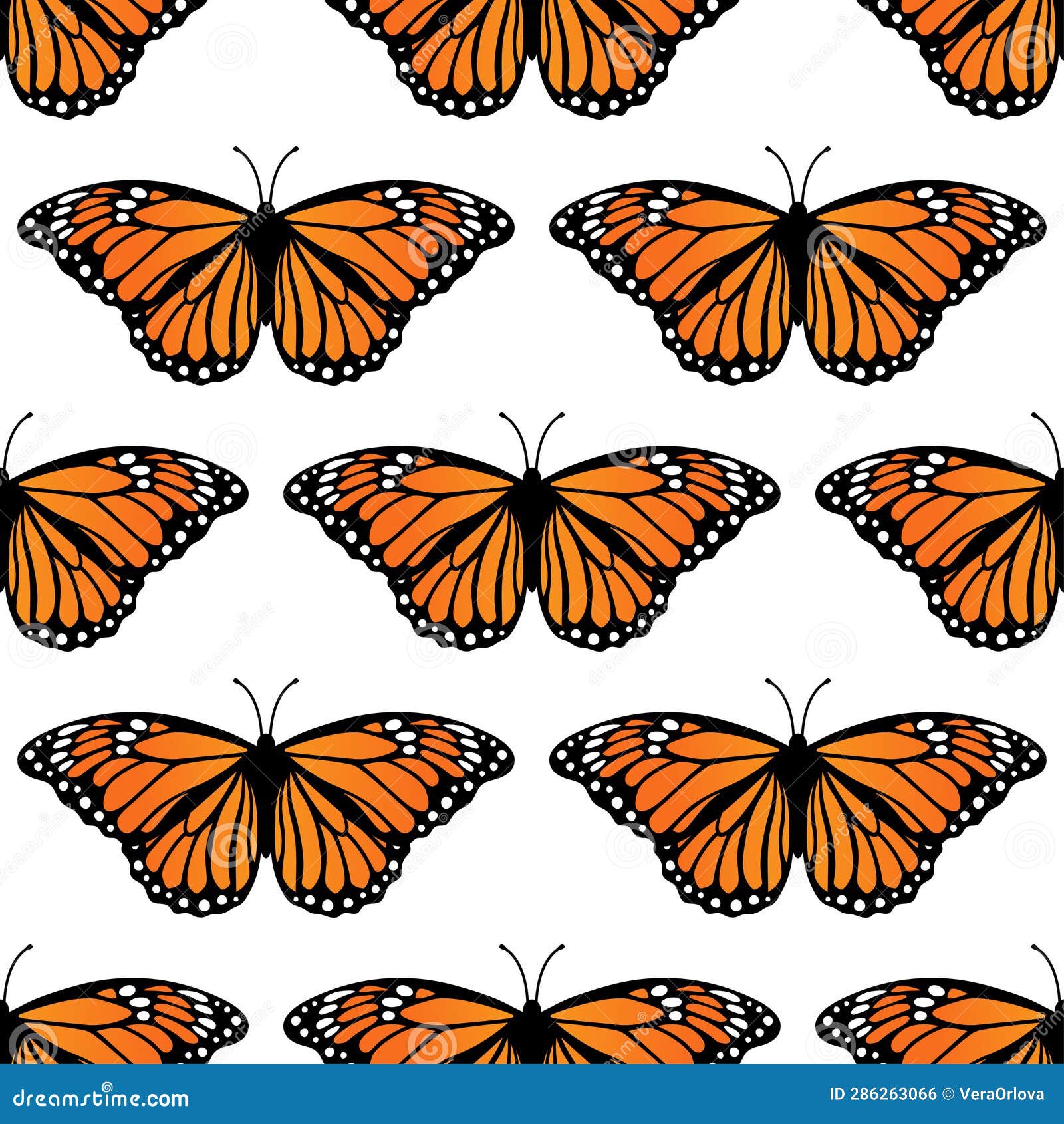 Seamless Pattern with Monarch Butterflies, Vector Illustration Stock ...