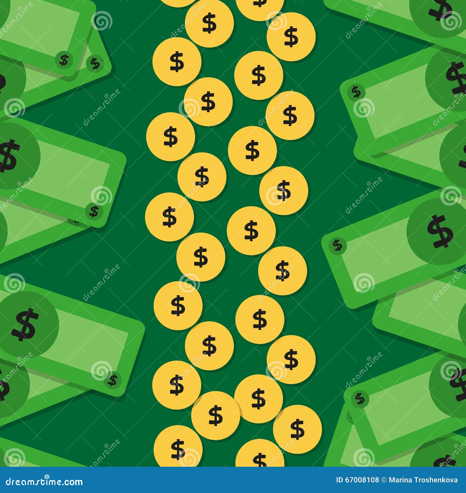 Seamless Pattern with Money - Banknotes and Coins Stock Vector ...