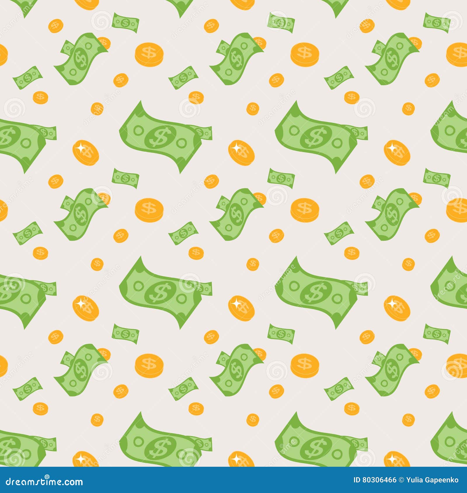 Seamless Pattern of Money Bills and Coins. Vector Illustration Stock ...