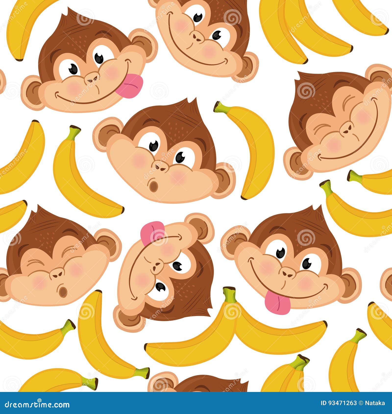 Seamless Pattern with Monkey Face Stock Vector - Illustration of ...