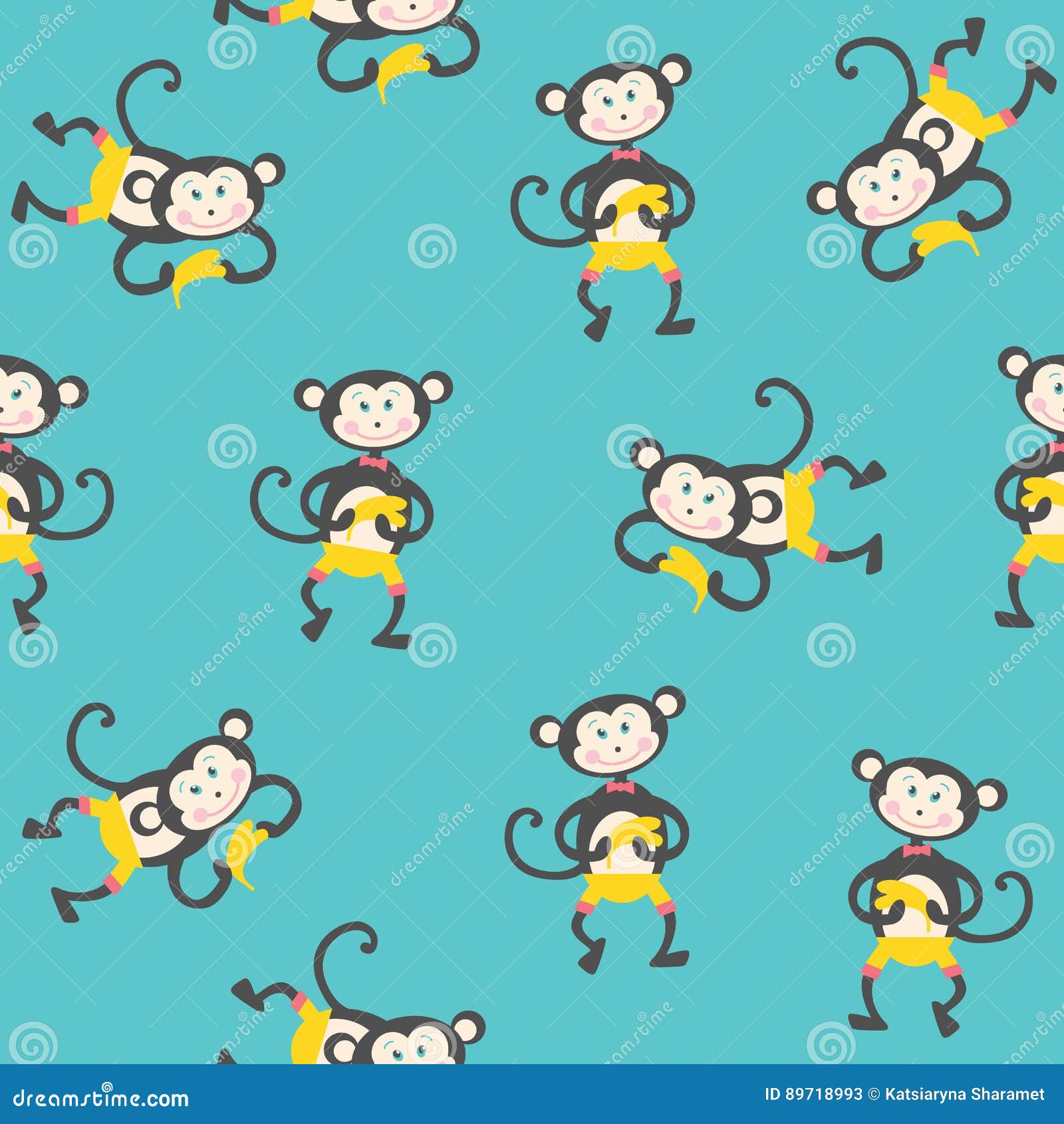 Seamless Pattern with Monkeys. Stock Vector - Illustration of jungle ...