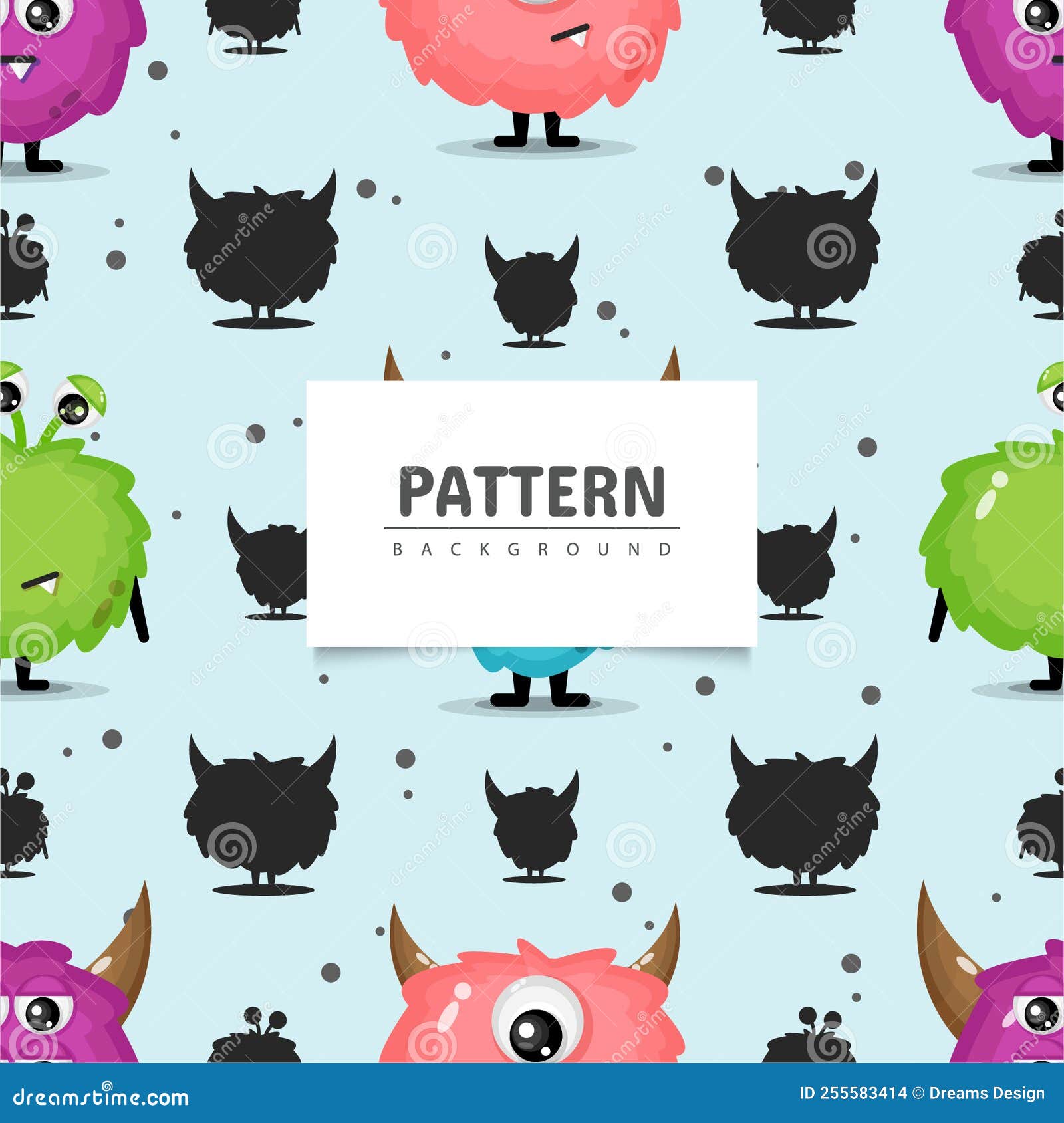 Seamless Pattern Monster Design Stock Vector - Illustration of pattern, funny: 255583414