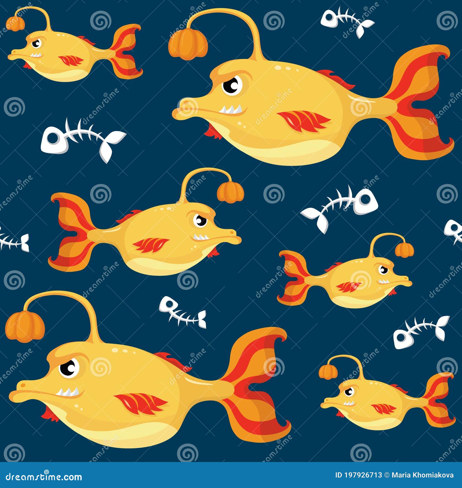 Deep Sea Anglerfish Vector Illustration | CartoonDealer.com #76575420