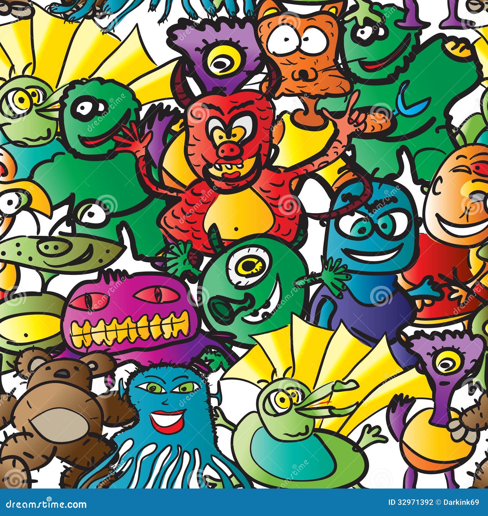 Seamless pattern monsters stock vector. Illustration of imagination ...