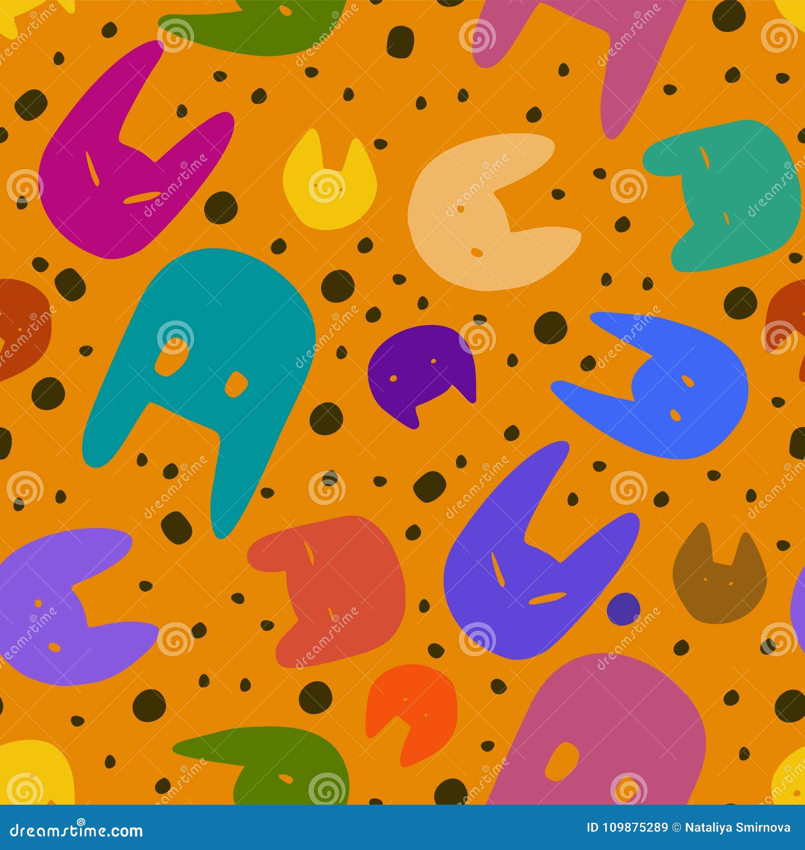 Seamless Pattern of Monsters Stock Vector - Illustration of isolated ...