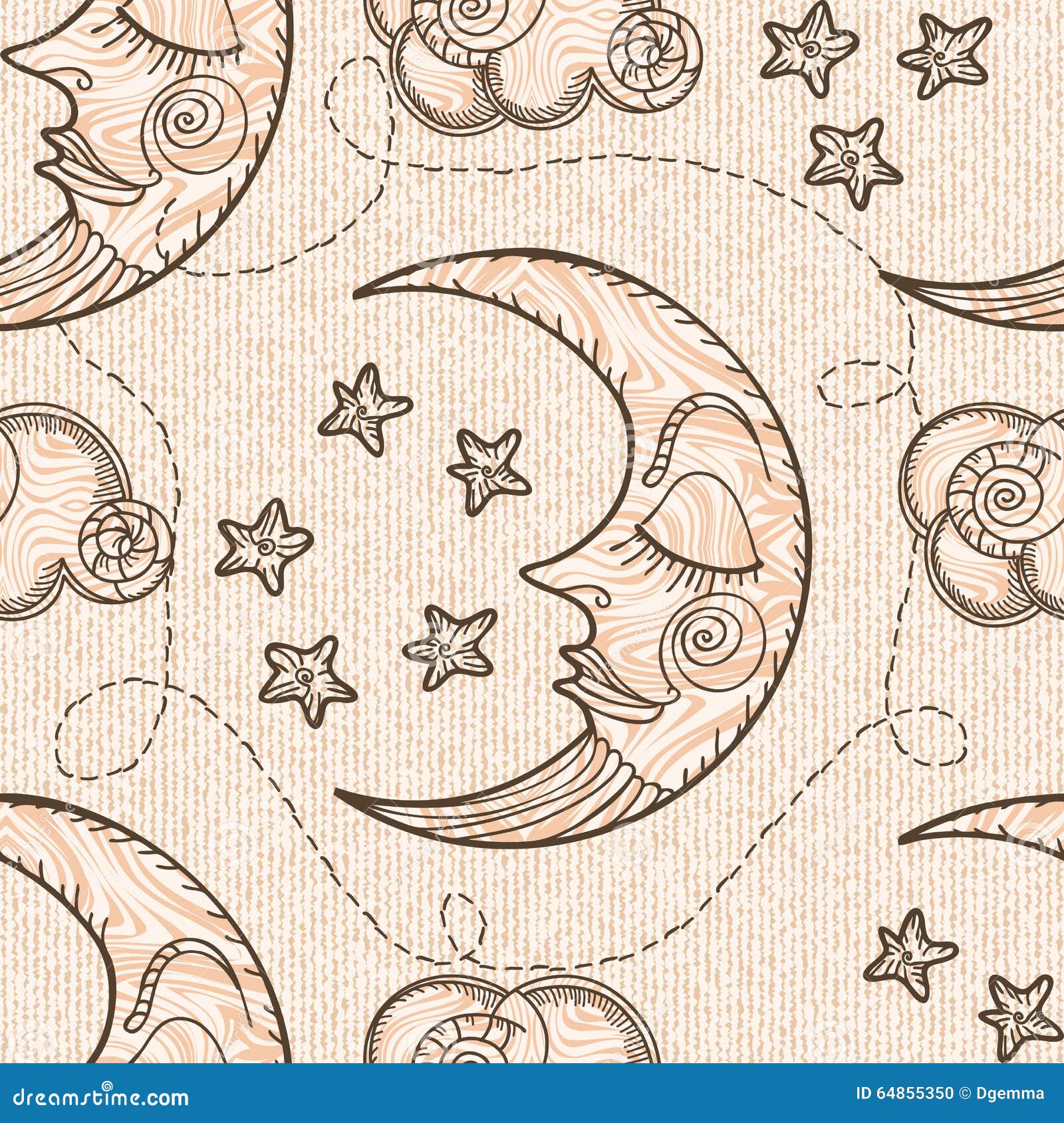 Seamless Pattern with Moon and Clouds. Stock Vector - Illustration of ...