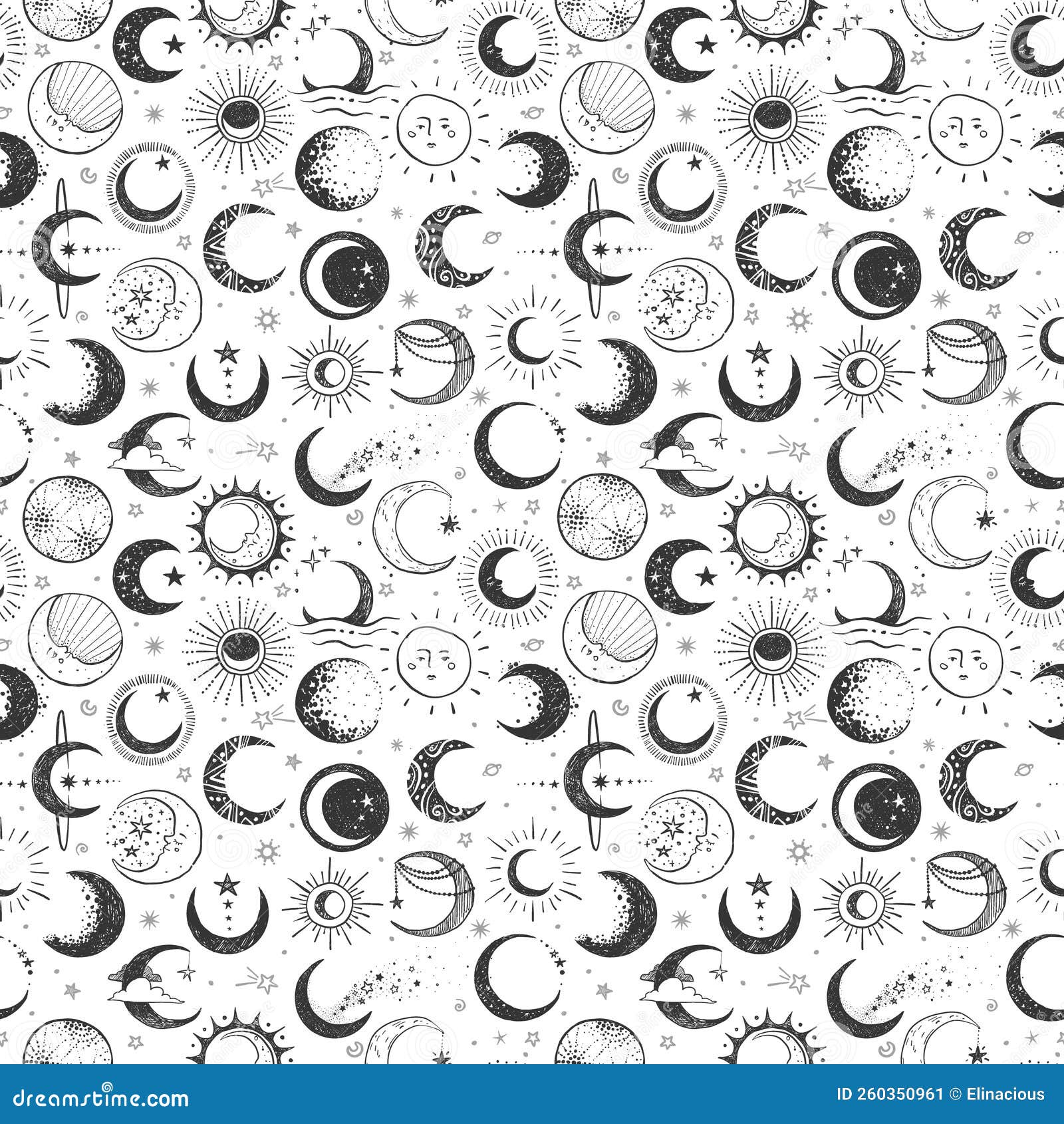 Seamless Pattern with the Moon and Crescent Moon. Can Be Used for ...