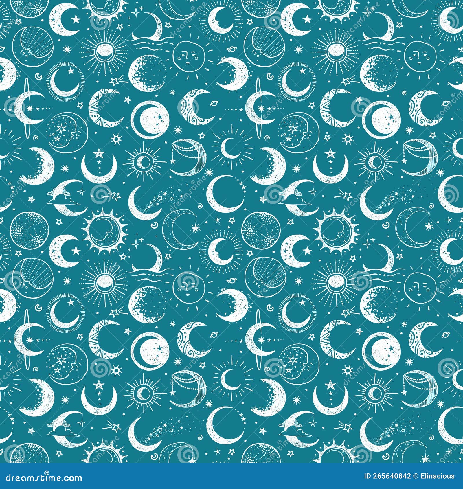 Seamless Pattern with the Moon and Crescent Moon. Can Be Used for ...