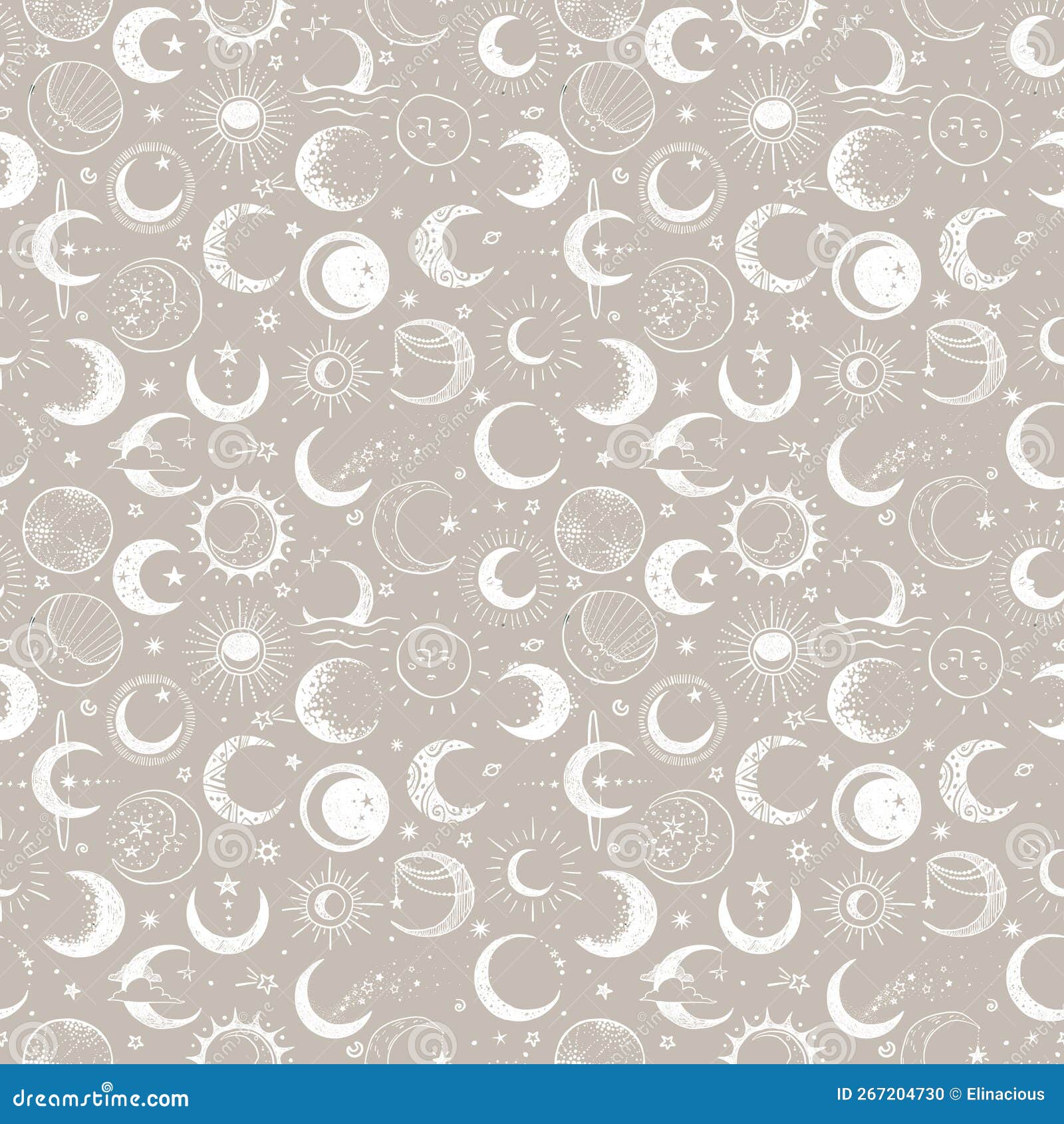 Seamless Pattern with the Moon and Crescent Moon. Can Be Used for ...