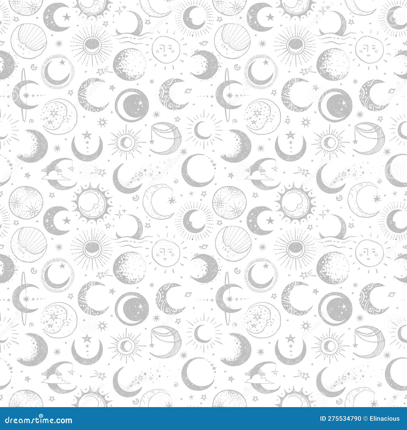 Seamless Pattern with the Moon and Crescent Moon. Can Be Used for ...