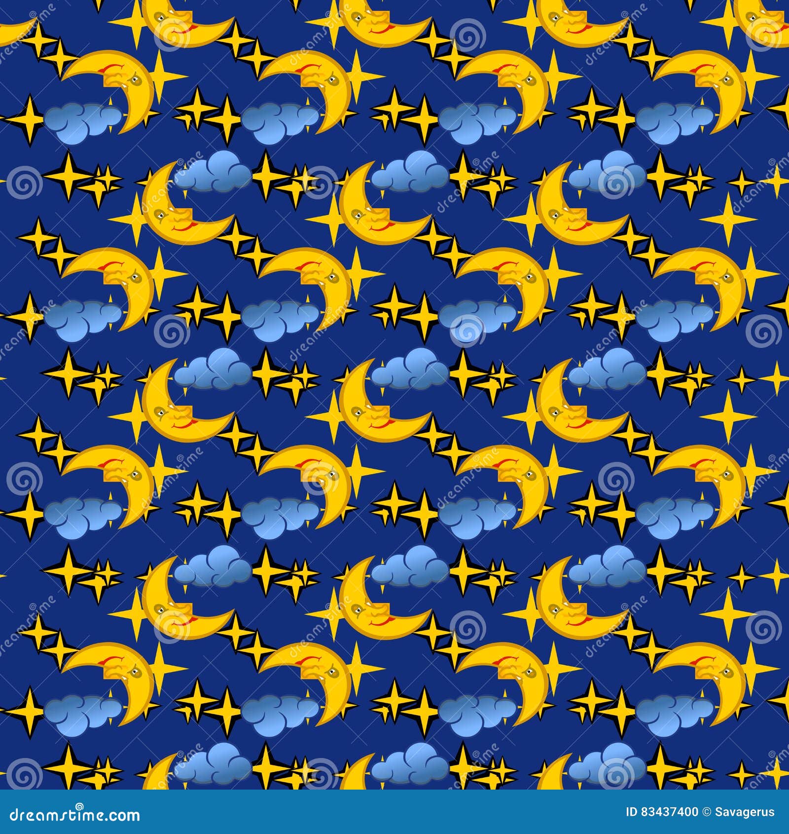 Seamless Pattern with Moon and Stars Stock Vector - Illustration of ...