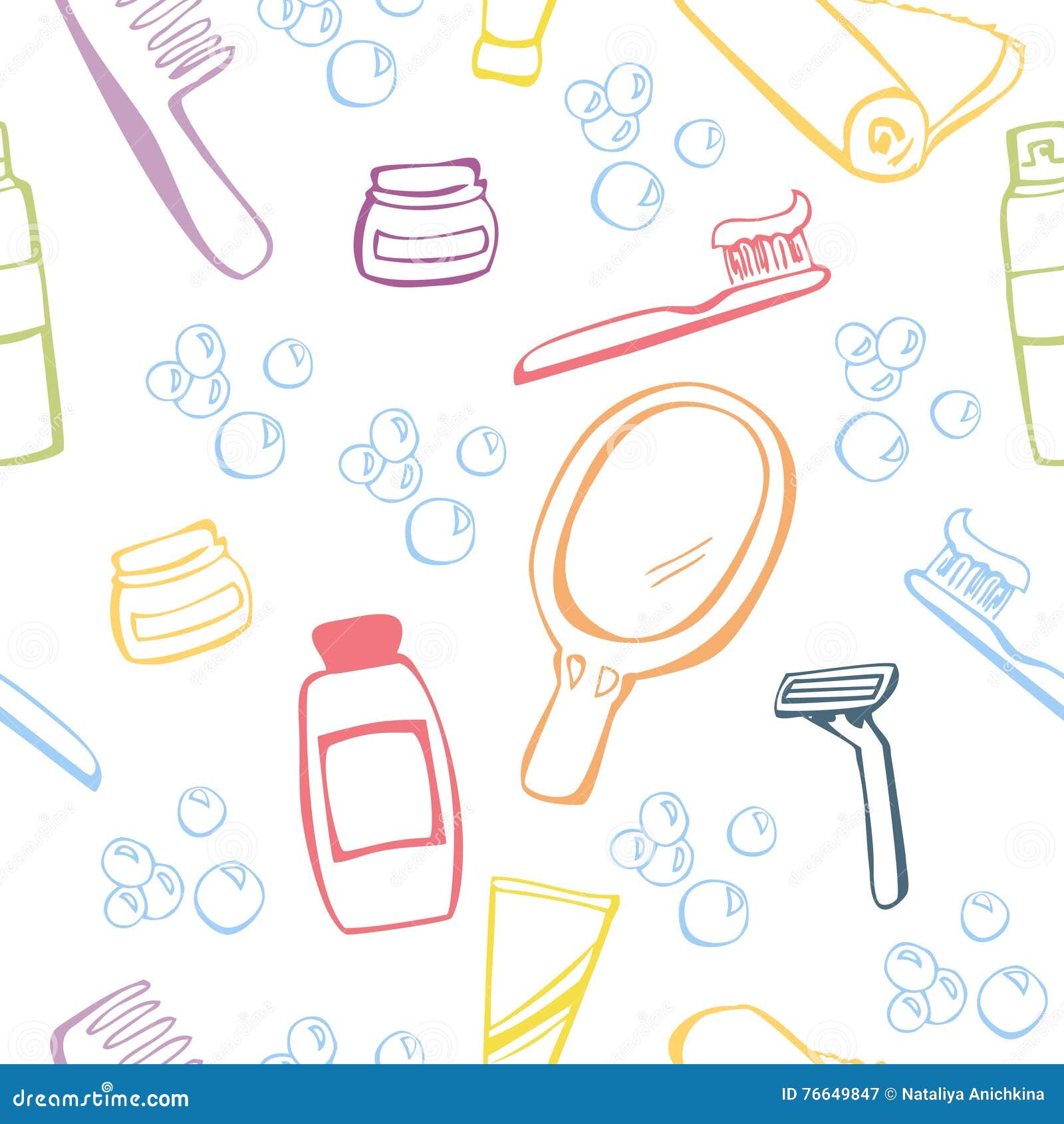 Seamless Pattern Morning Routine Stock Vector - Illustration of flask ...