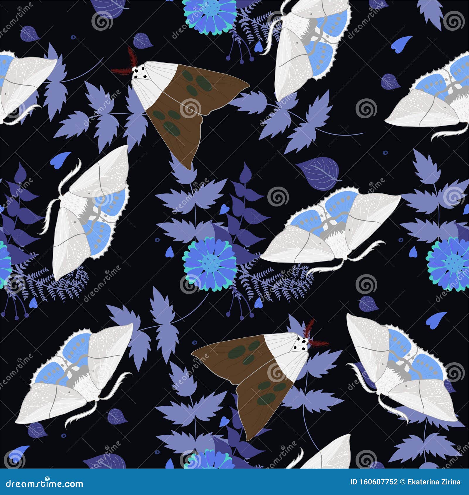 Seamless Pattern with Moths. for Fabric, Wallpaper, Wrapping Paper ...