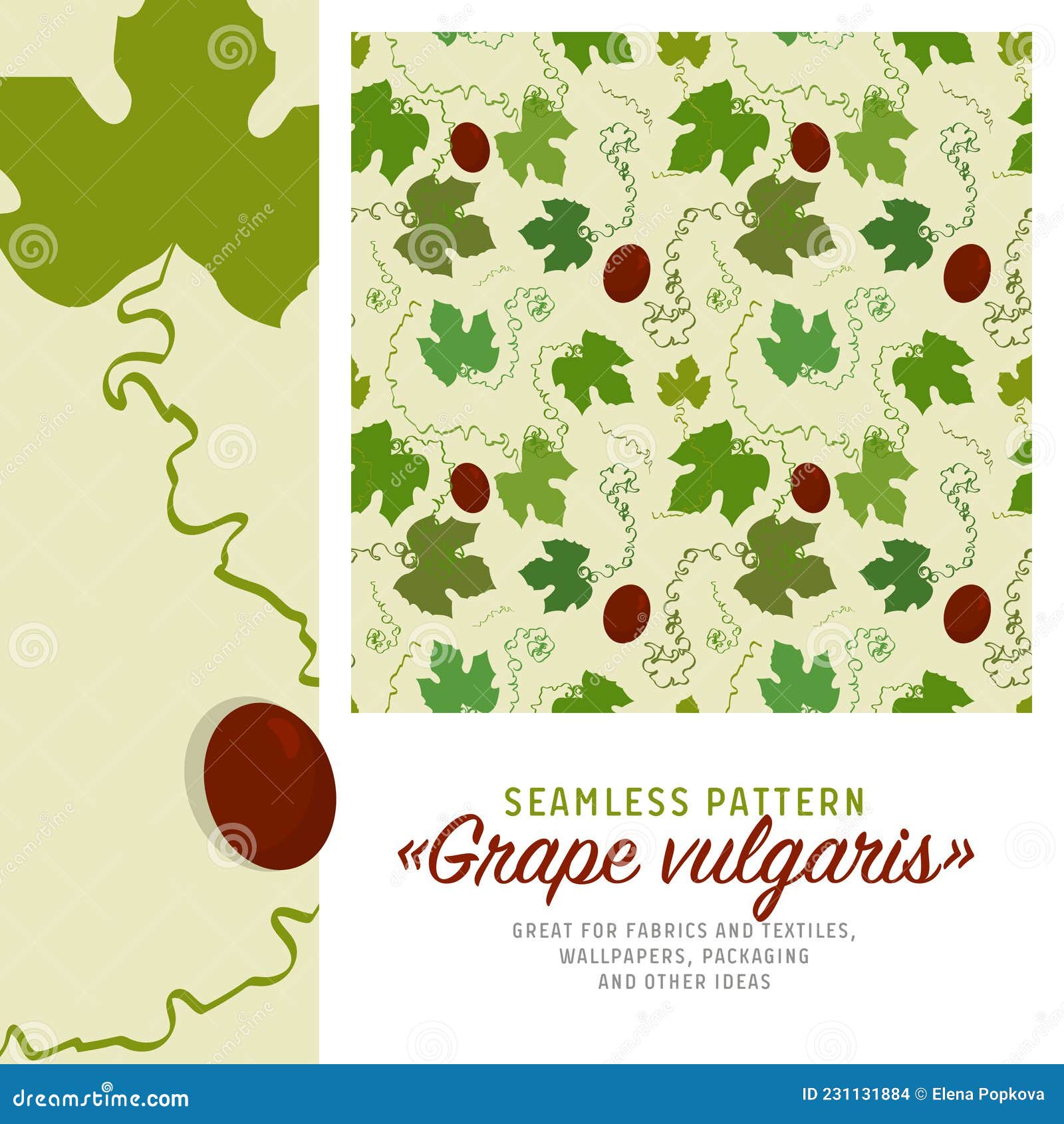 Seamless Pattern with a Motif of Grape Leaves Stock Vector ...