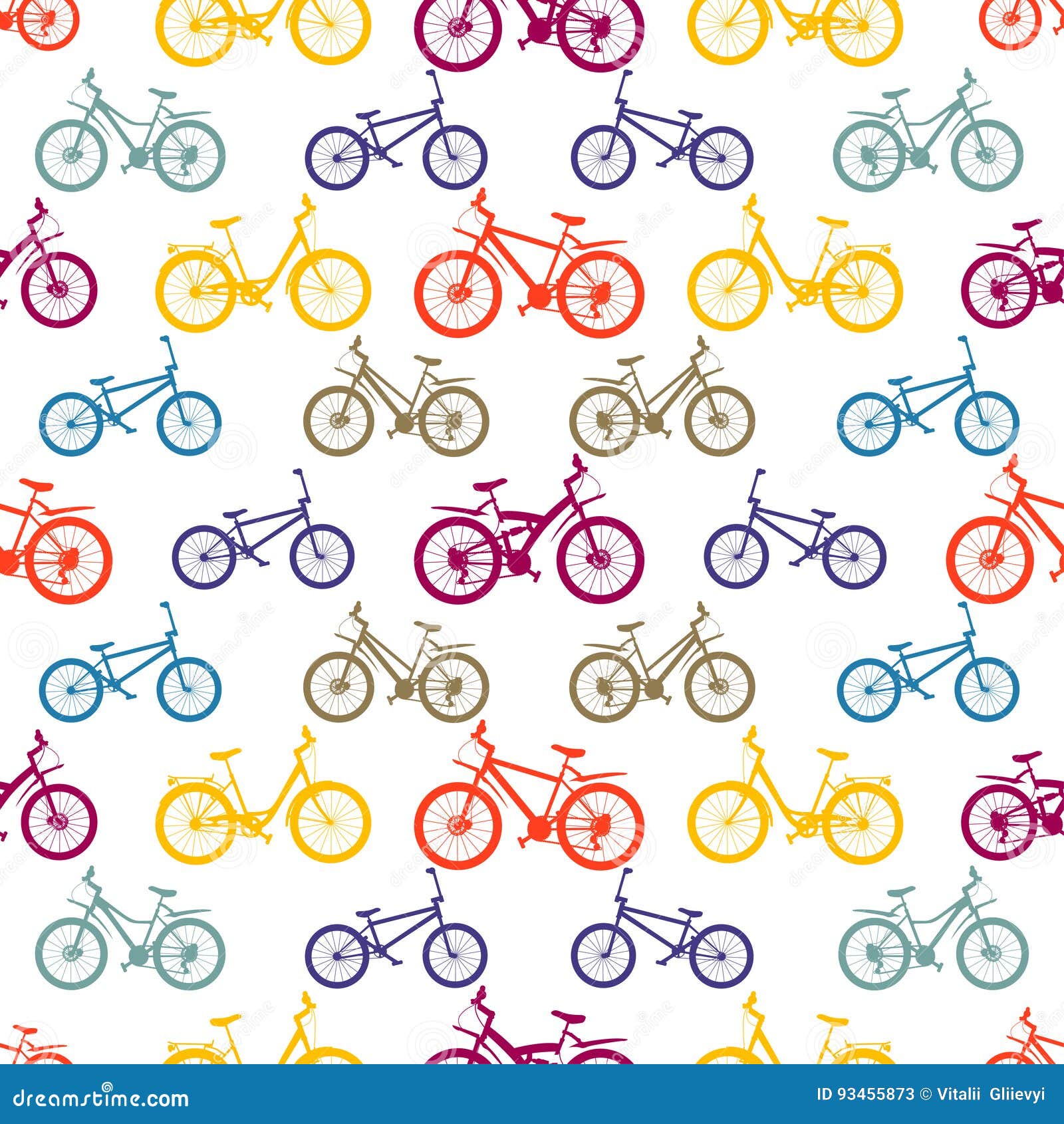 Seamless Pattern Mountain Bike Stock Vector - Illustration of race ...