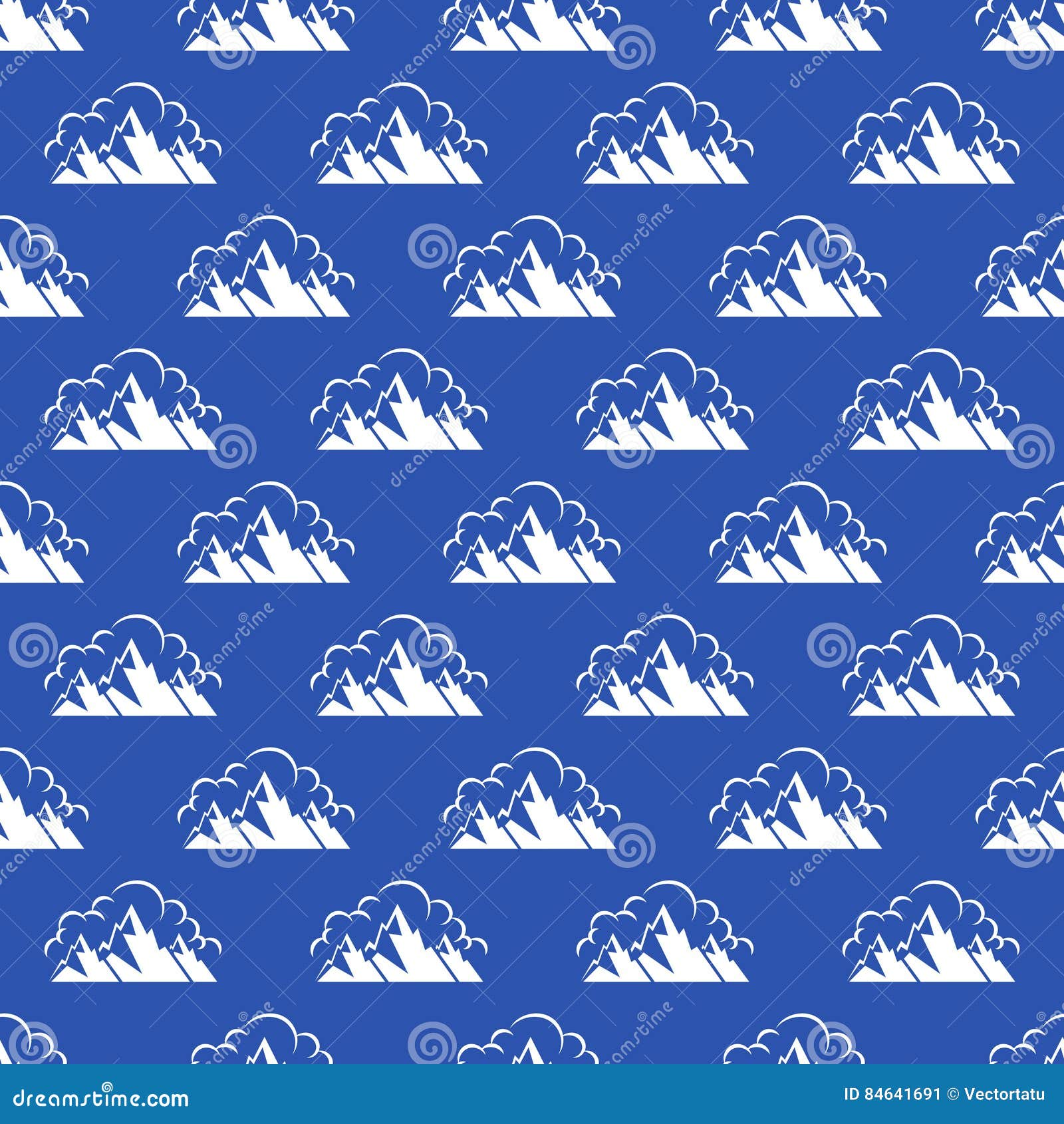 Seamless Pattern with Mountain and Clouds Stock Vector - Illustration ...