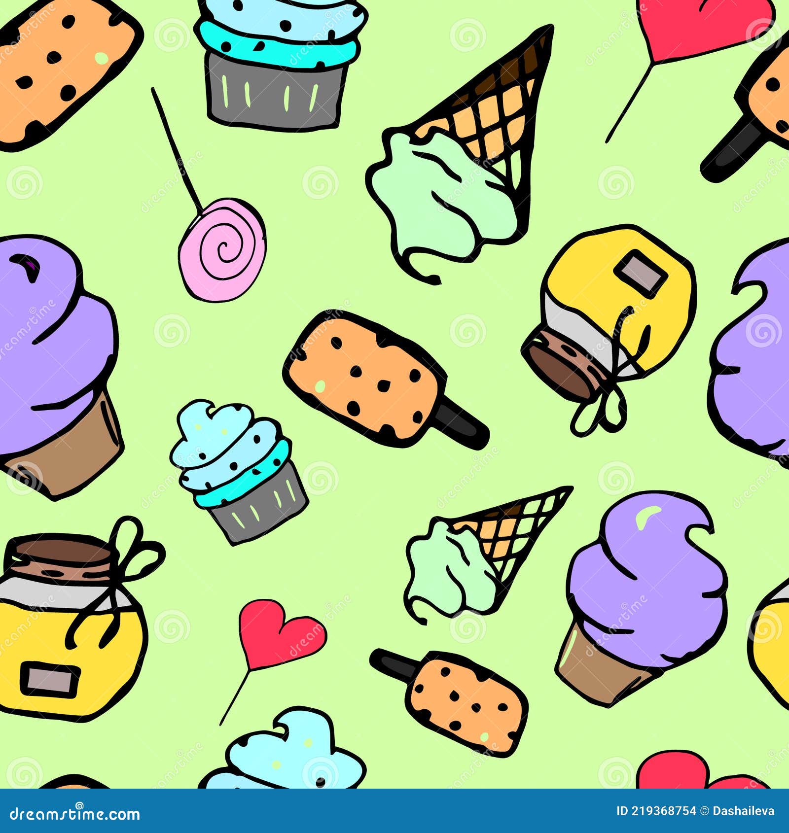 Seamless Pattern, a Mountain of Sweets, All Sweets in One Picture ...