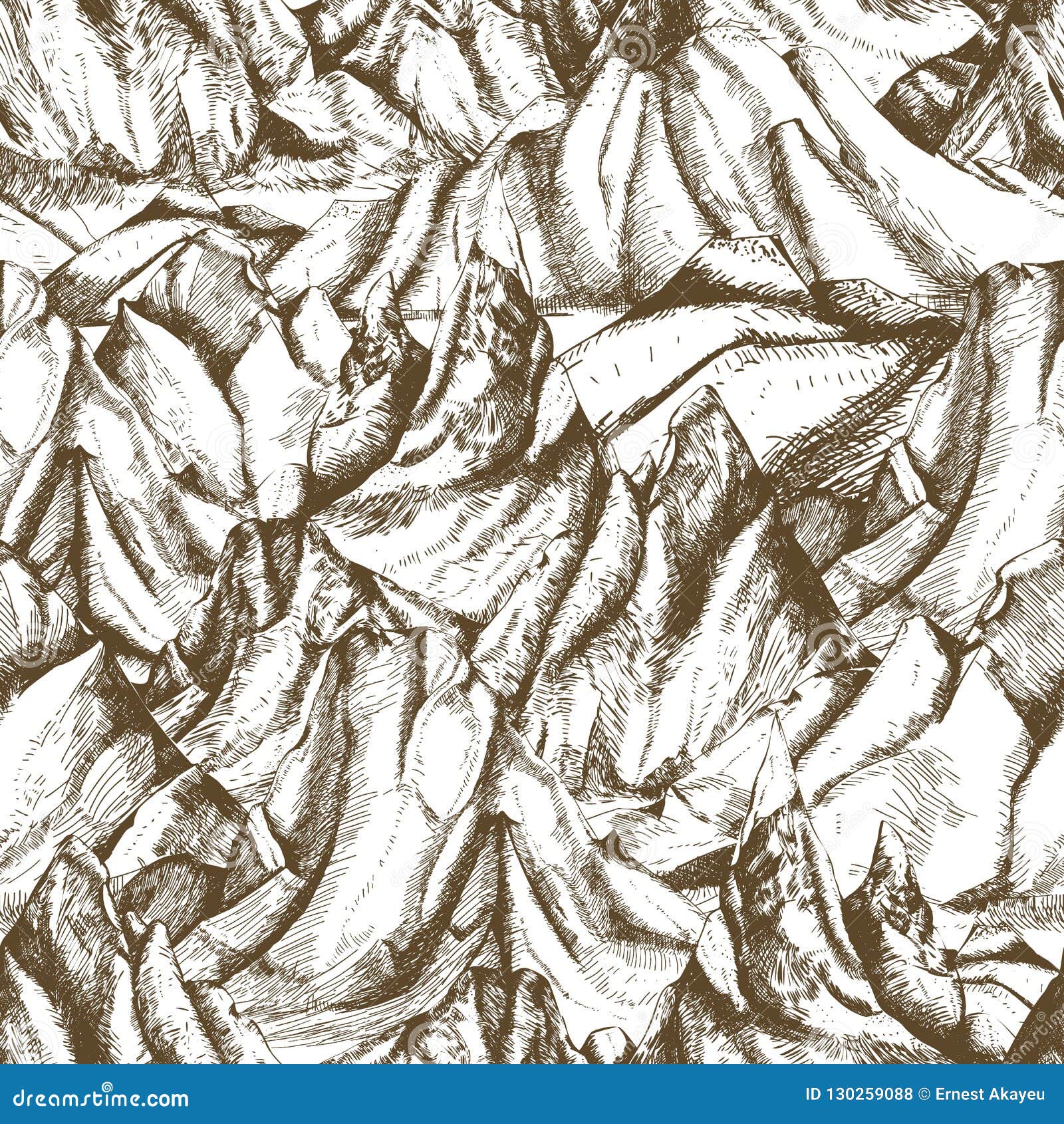 Seamless Pattern with Mountainous Landscape Hand Drawn with Contour ...