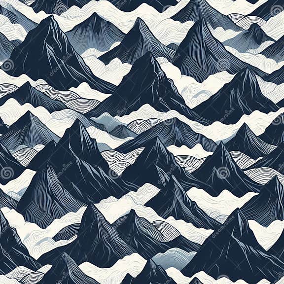 Seamless Pattern of Mountains Stock Illustration - Illustration of ...