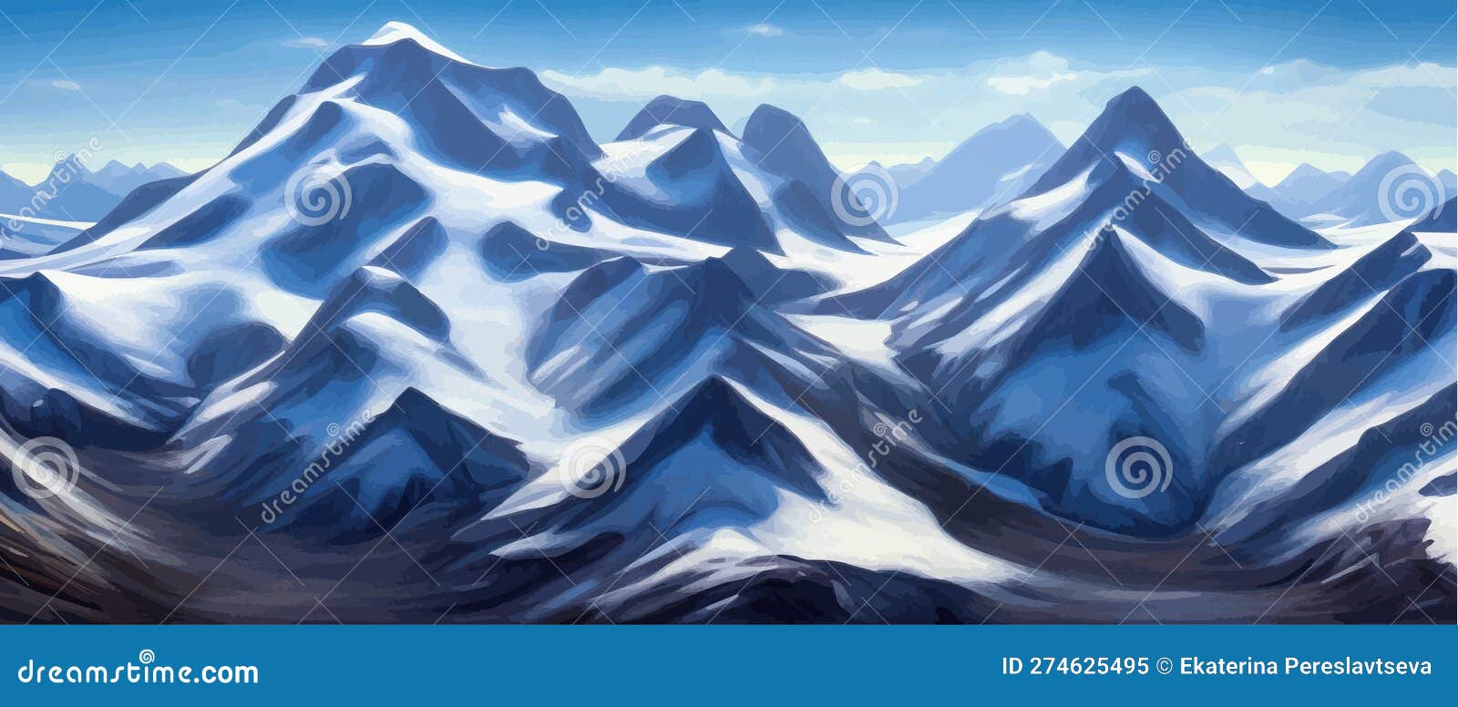 Seamless Pattern Mountains in Snow and Glaciers with Trees Vector ...