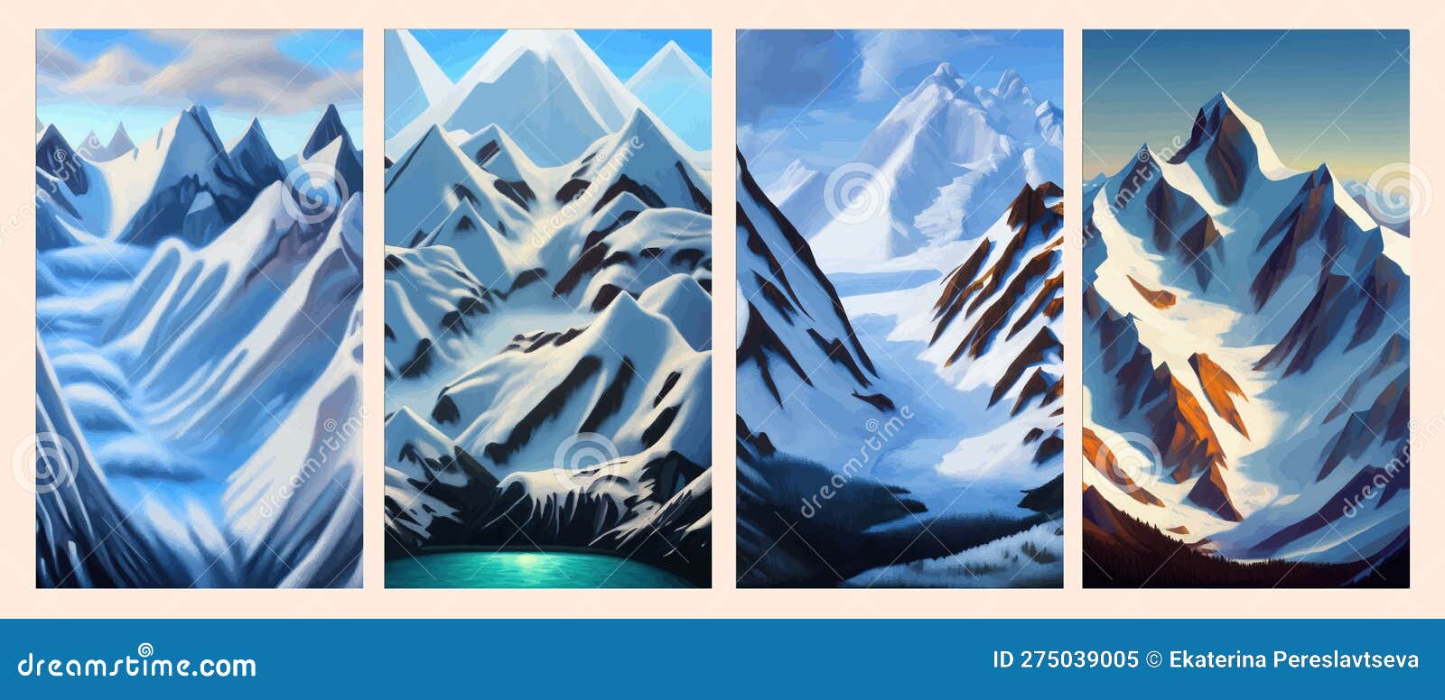 Seamless Pattern Mountains in Snow and Glaciers with Trees Vector ...