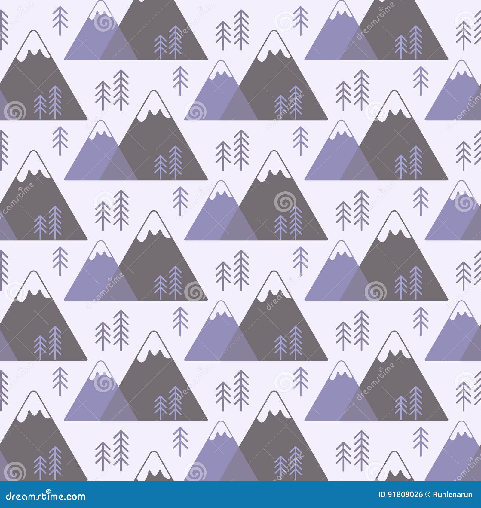 Seamless Pattern with Mountains and Trees Stock Illustration ...