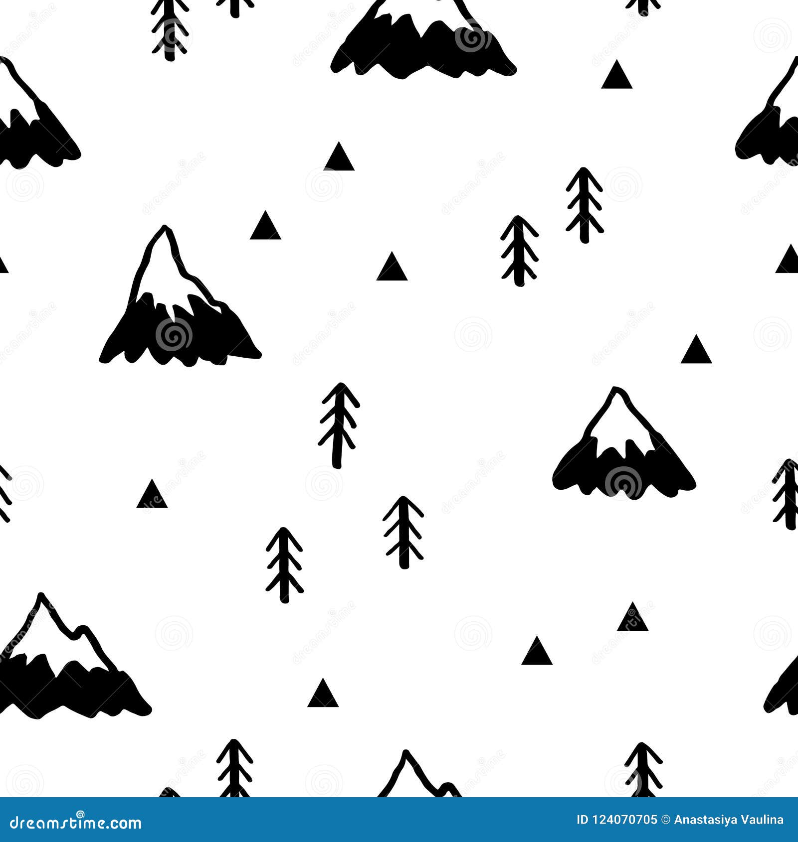 Seamless Pattern with Mountains. Vector Illustration. Stock ...