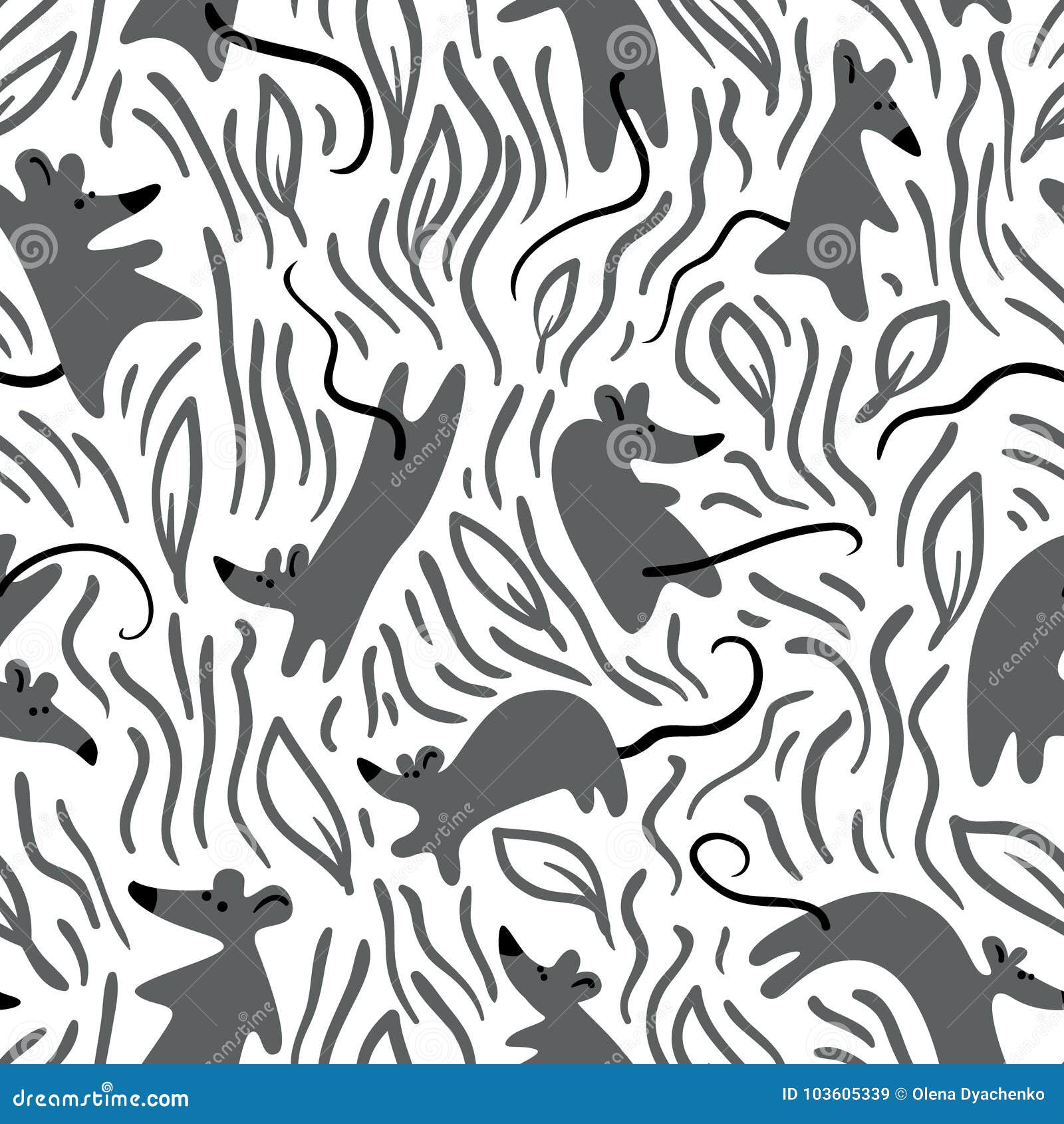 Seamless Pattern with Mouses. Background with Cute Rats in the G Stock ...